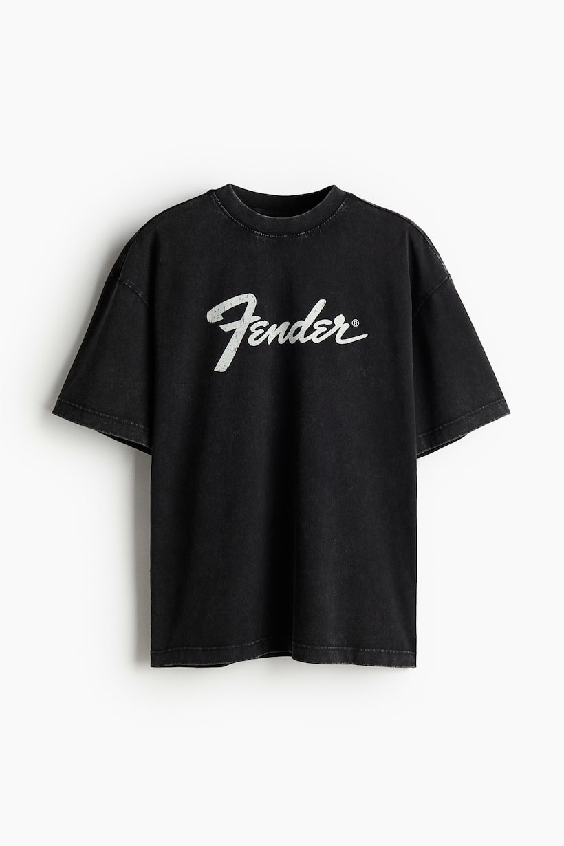Oversized Fit T-shirt - Black/Fender - Men | H&M US