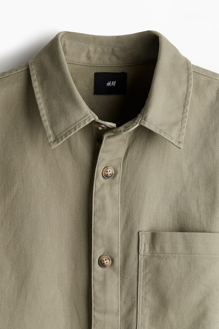 Regular-Fit Cotton Twill Overshirt - Khaki green - Men | H&M US