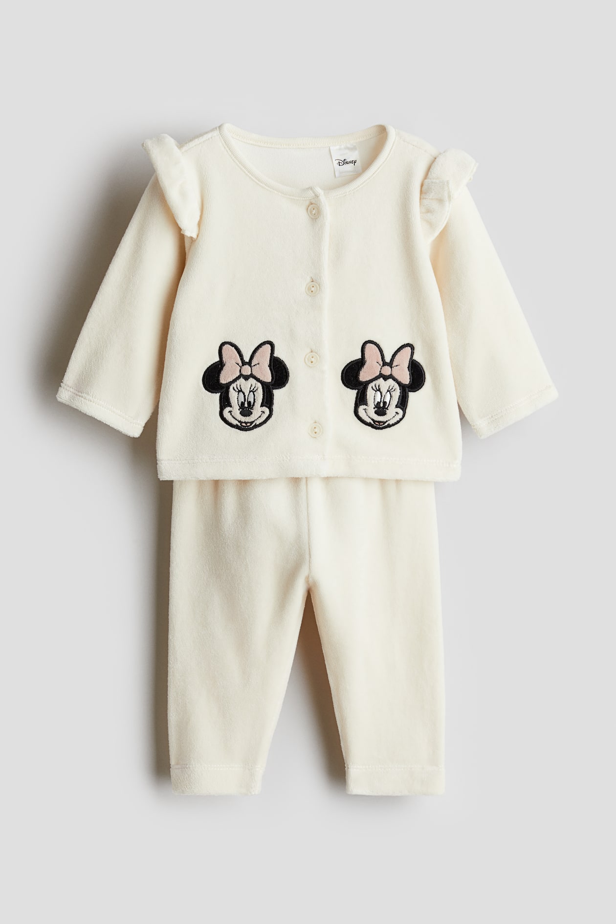 2-piece Cotton Velour Set - White/Minnie Mouse - Kids | H&M CA