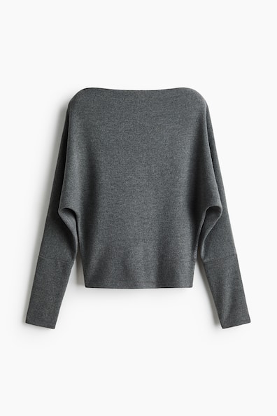 Top con mangas dolman - Gris jaspeado oscuro - Ladies | H&M MX