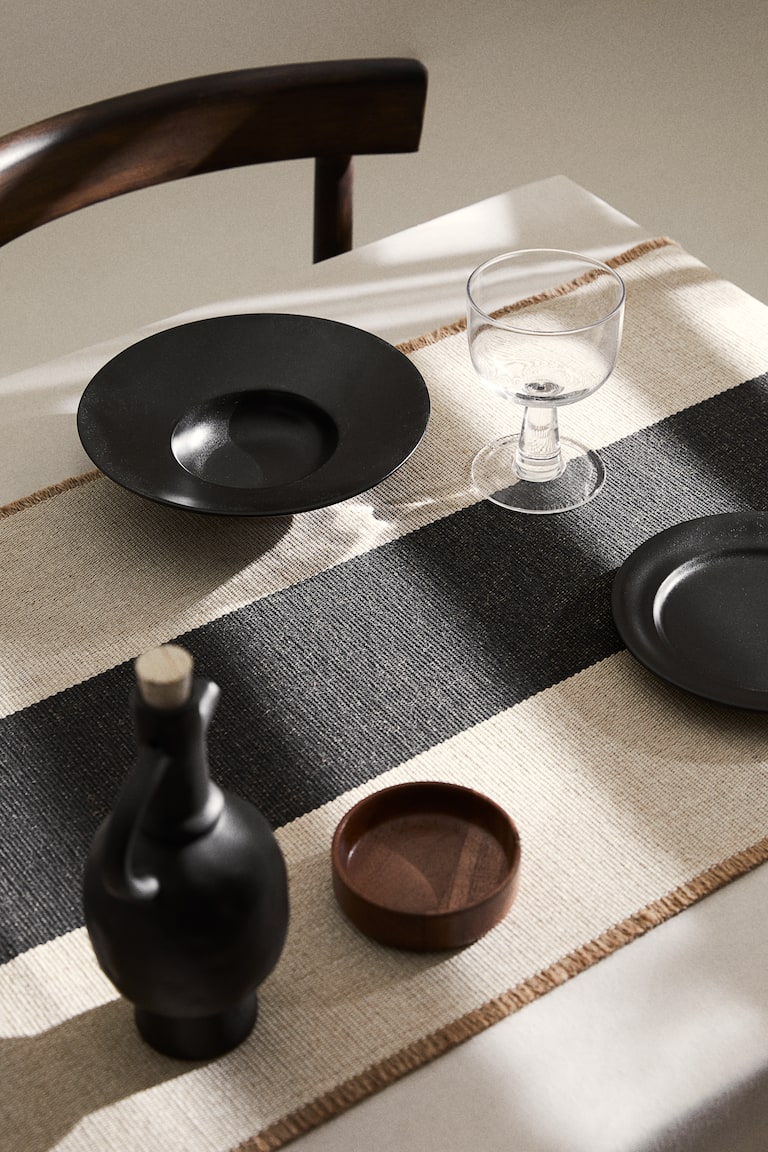 Dark gray/beige Jute-blend Table Runner at H&M Home | H&M US