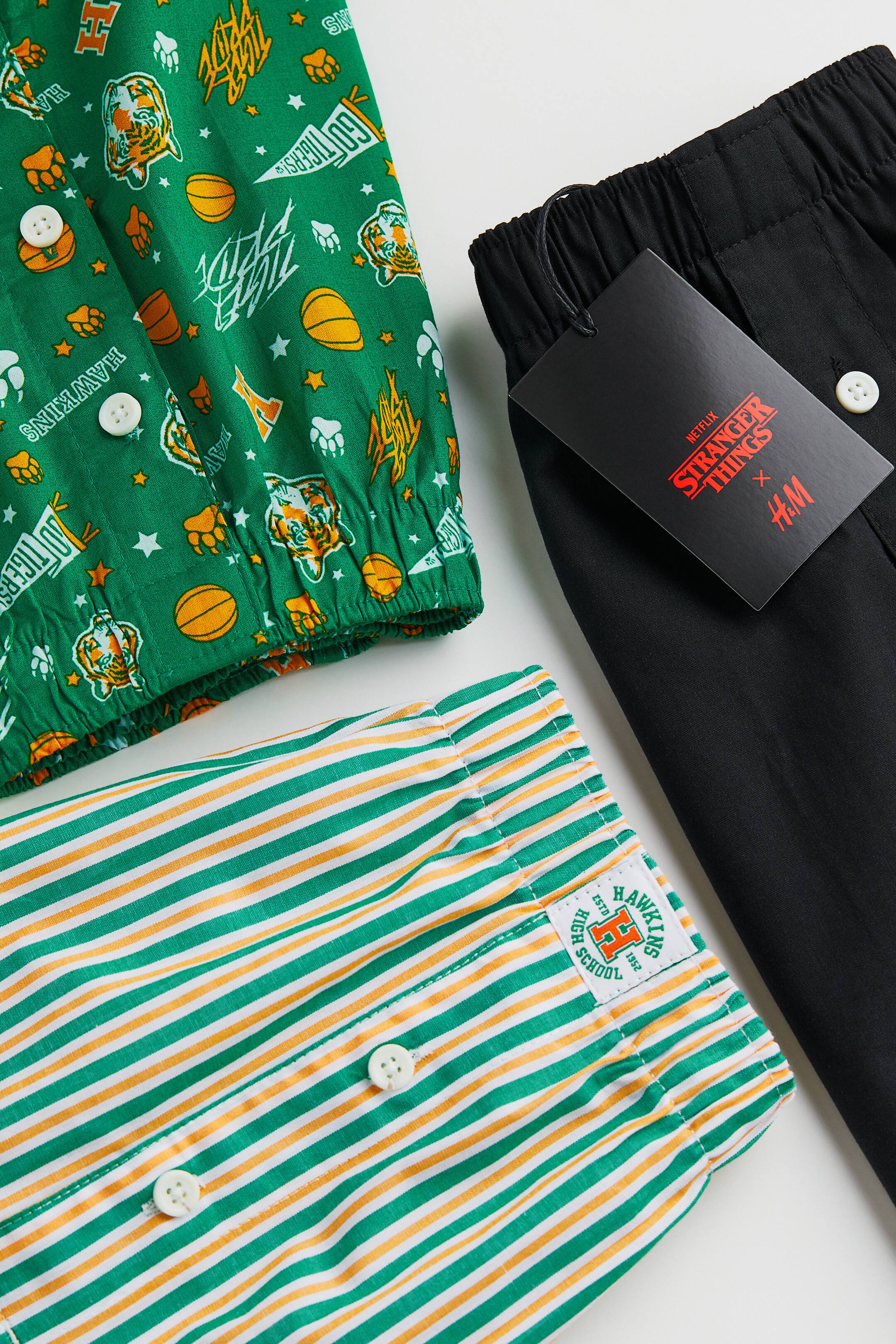 3-pack vevde boksershorts i bomull - Normalhøy midje - Grønn/Stranger ...