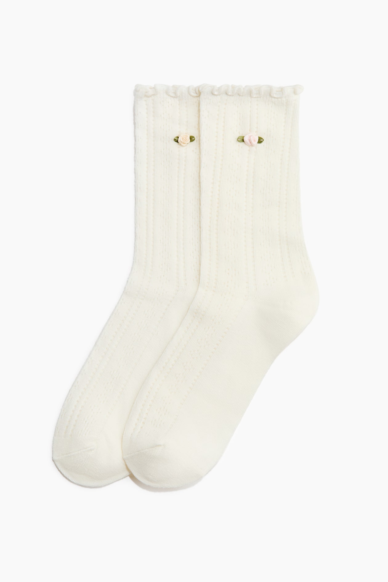 2 paar ajourgebreide sokken - Wit - DAMES | H&M NL