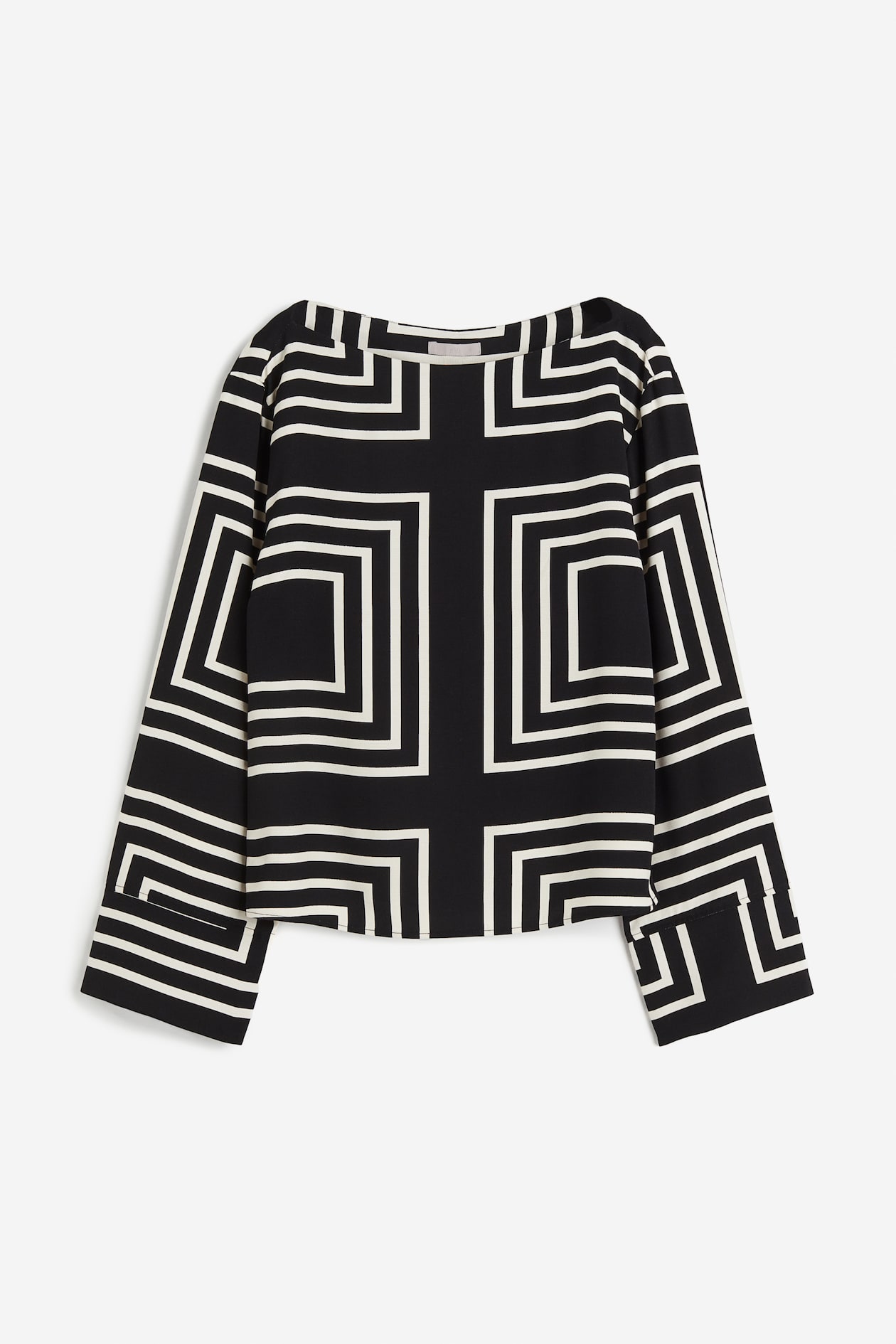 Women's Black/Geometric pattern Boat-neck blouse | H&M