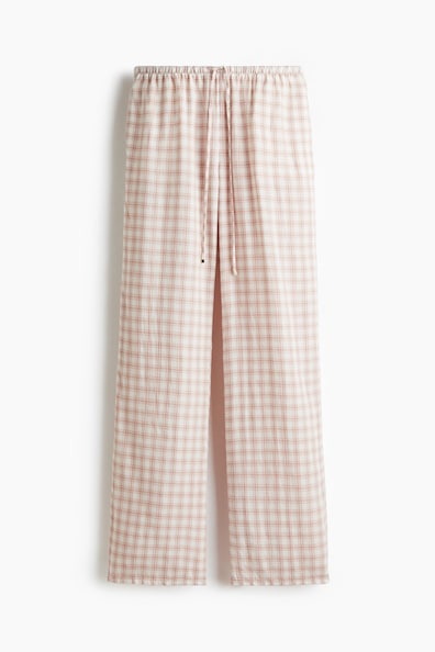 Women's Light pink/checked Pants with Drawstring | H&M US