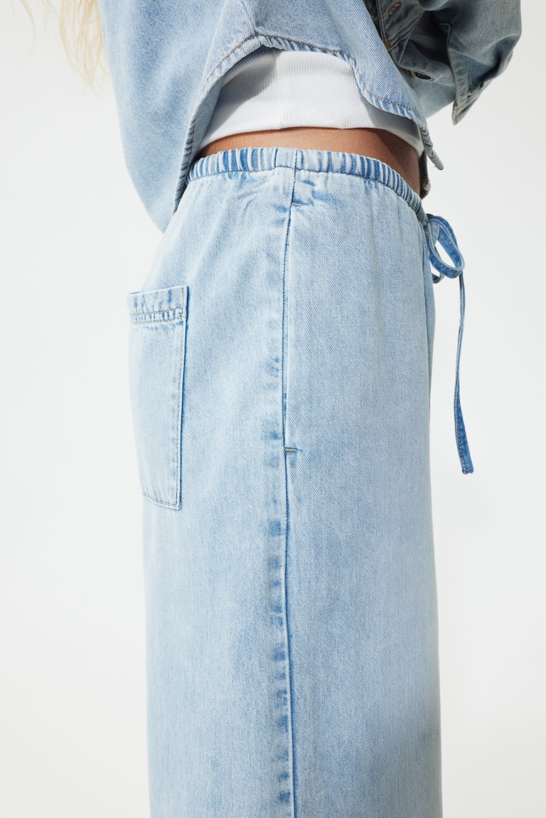 Denim Drawstring Pants - Pale denim blue - Ladies | H&M US