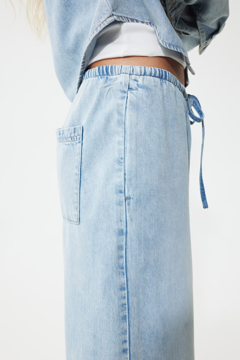 Women's Pale denim blue Denim Drawstring Pants | H&M CA