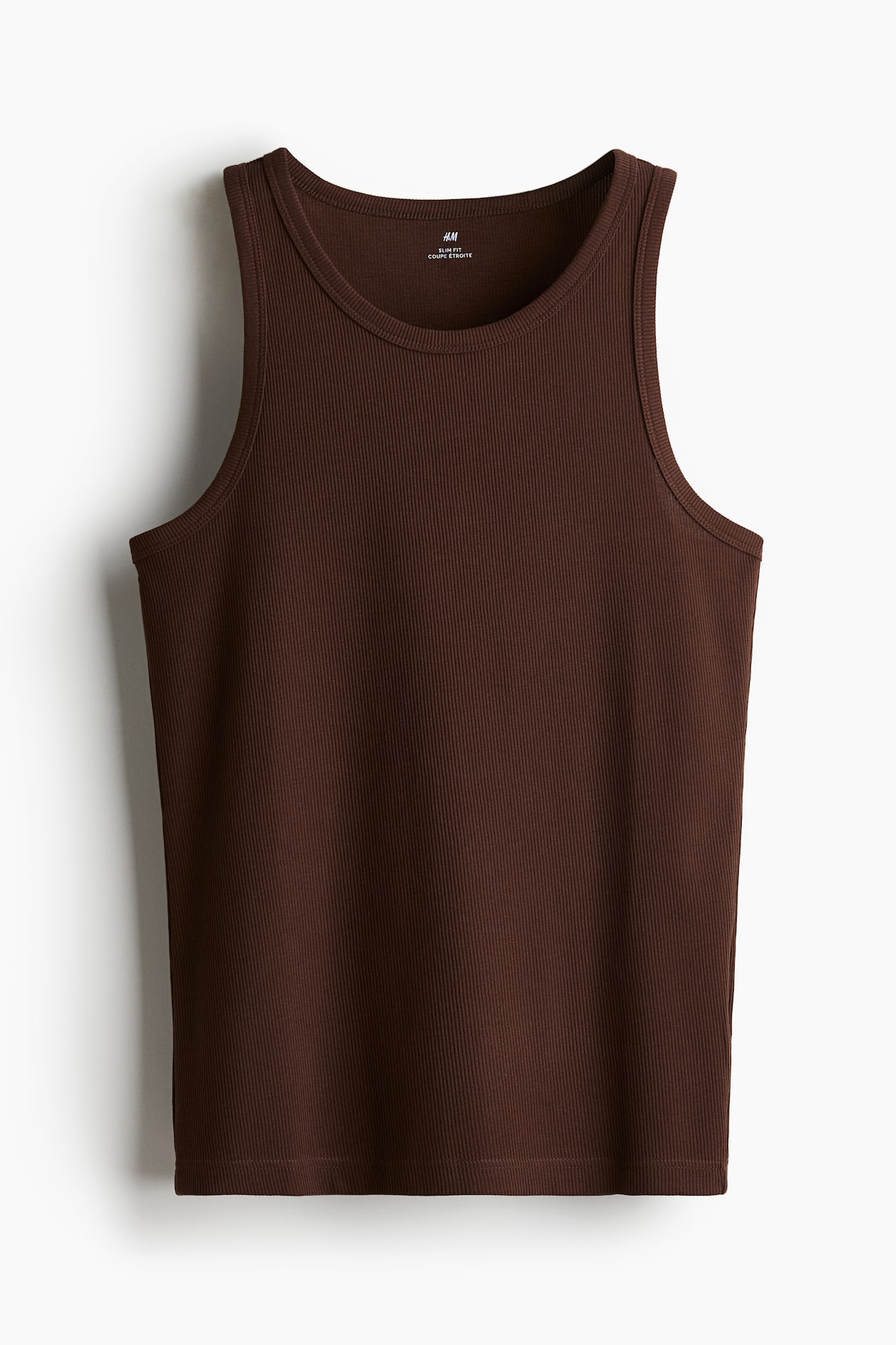 Men’s Brown Slim Fit Ribbed vest top | H&M IN