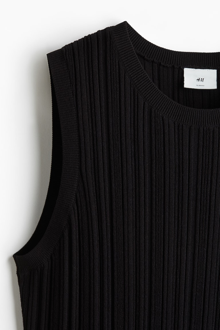 Slim-Fit Ribbed Tank Top - Black - Men | H&M US