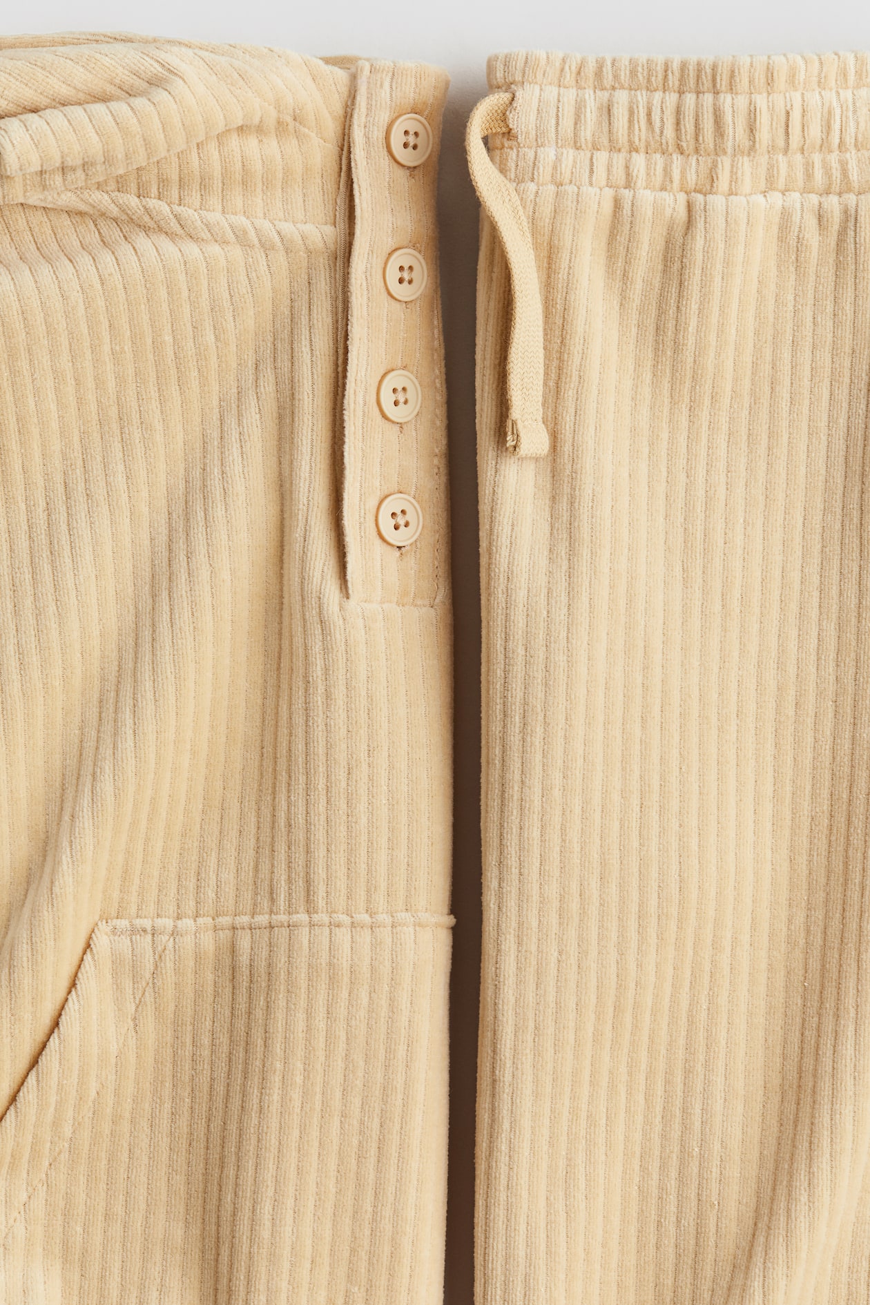 2-piece Ribbed Velour Set - Beige - Kids | H&M US