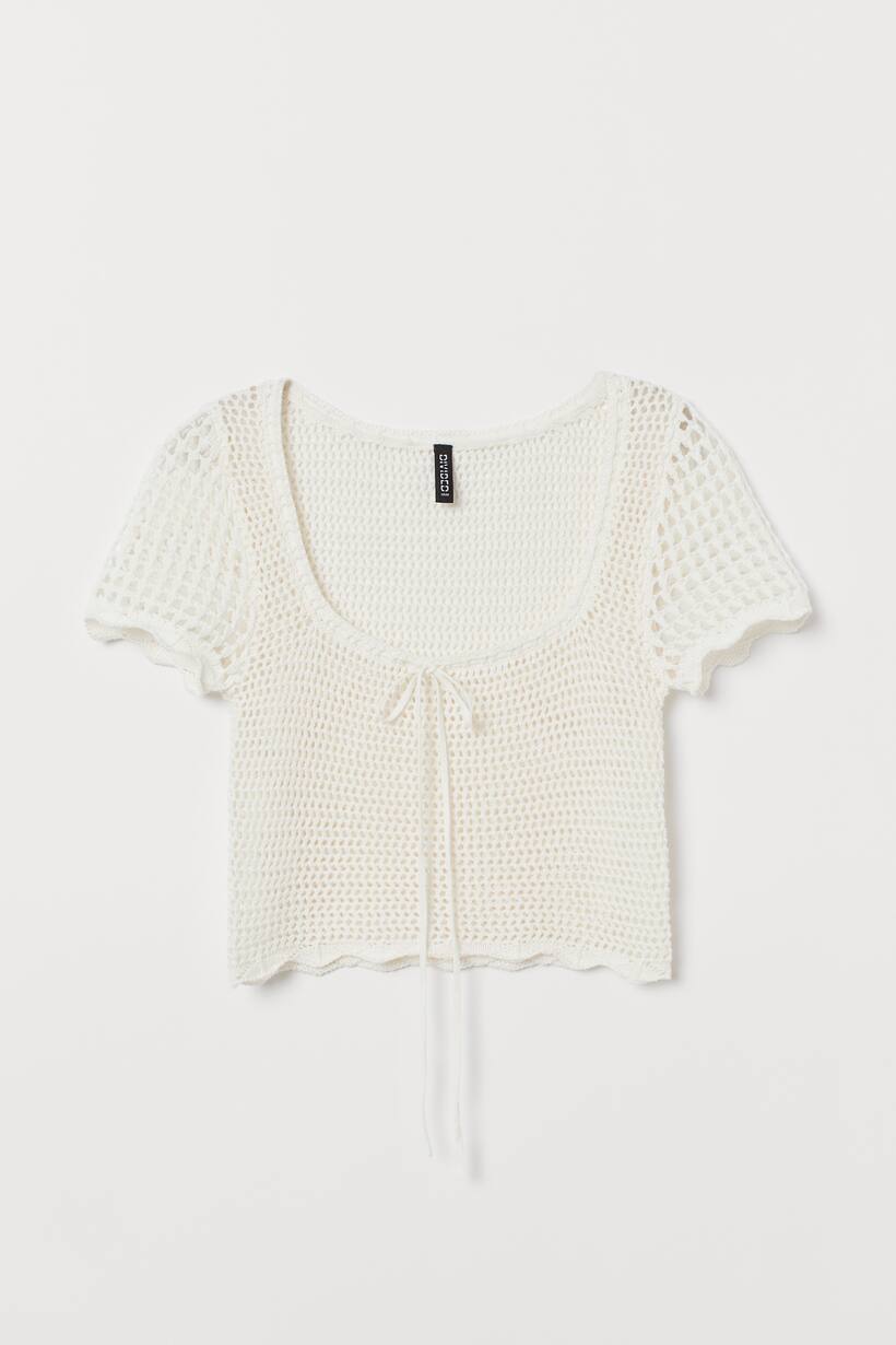 Virkad topp - Naturvit - DAM | H&M SE