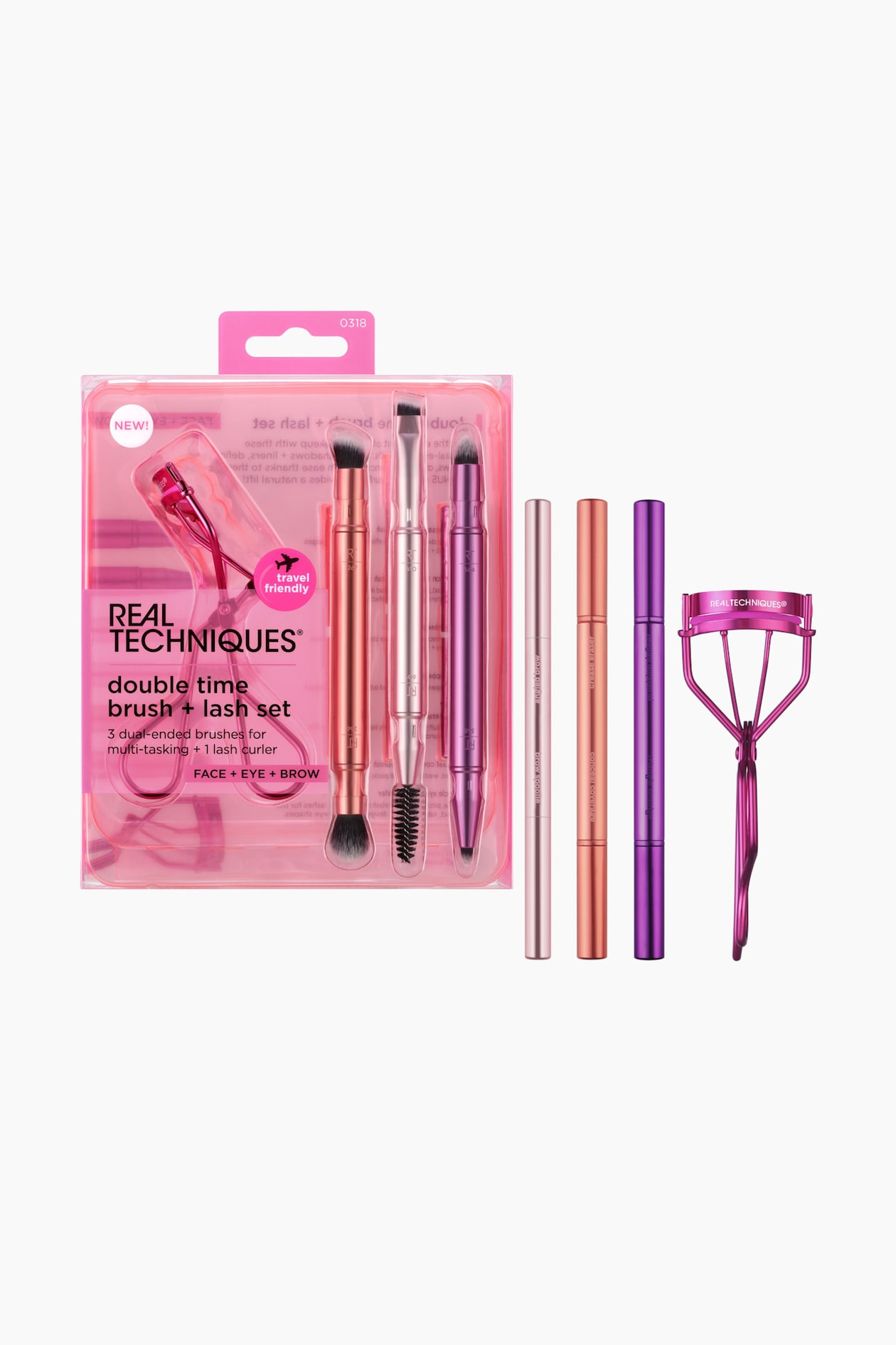 Double Time Brush + Lash Set - Face + Eye + Brow - Real Techniques ...