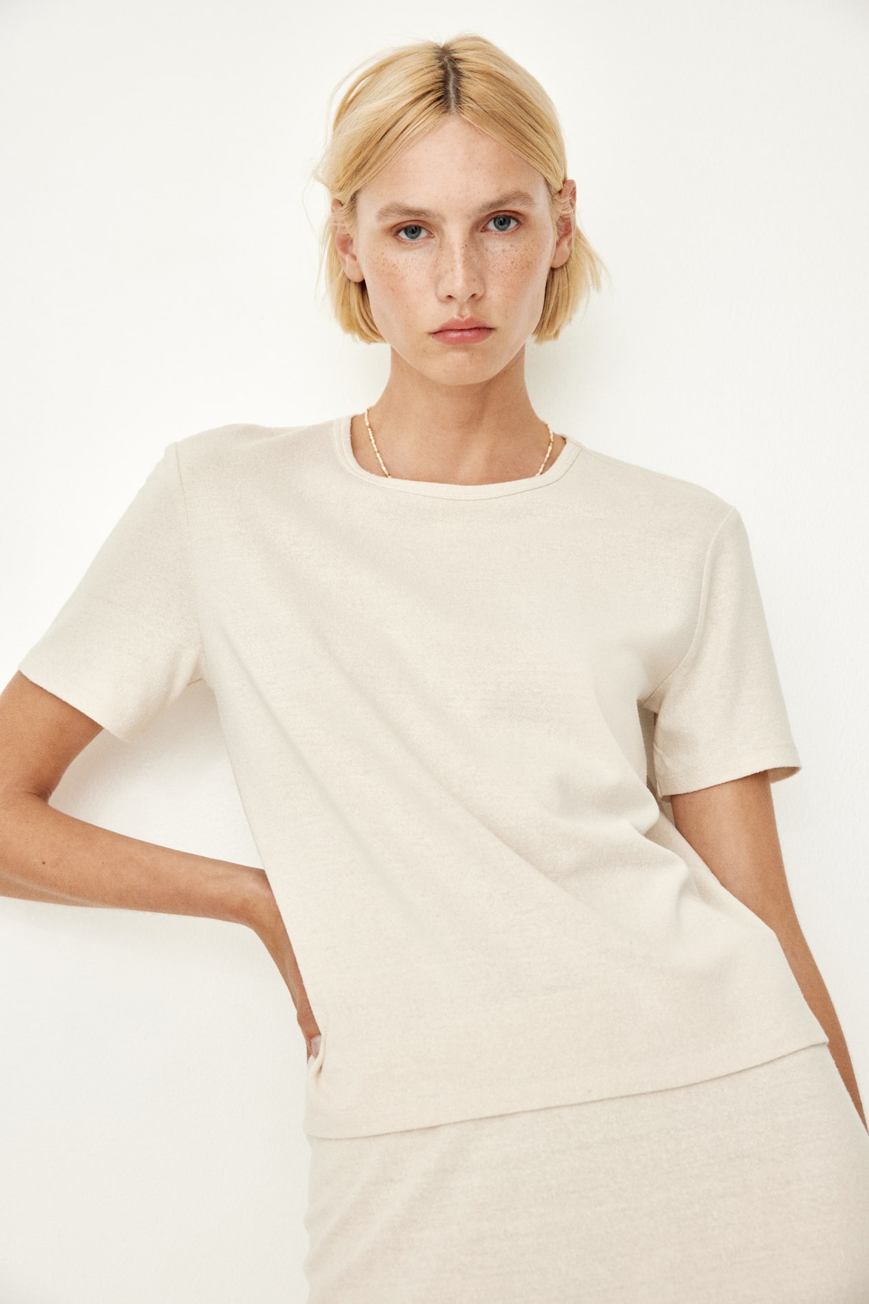 Silk-Blend T-Shirt - Cream - Ladies | H&M US