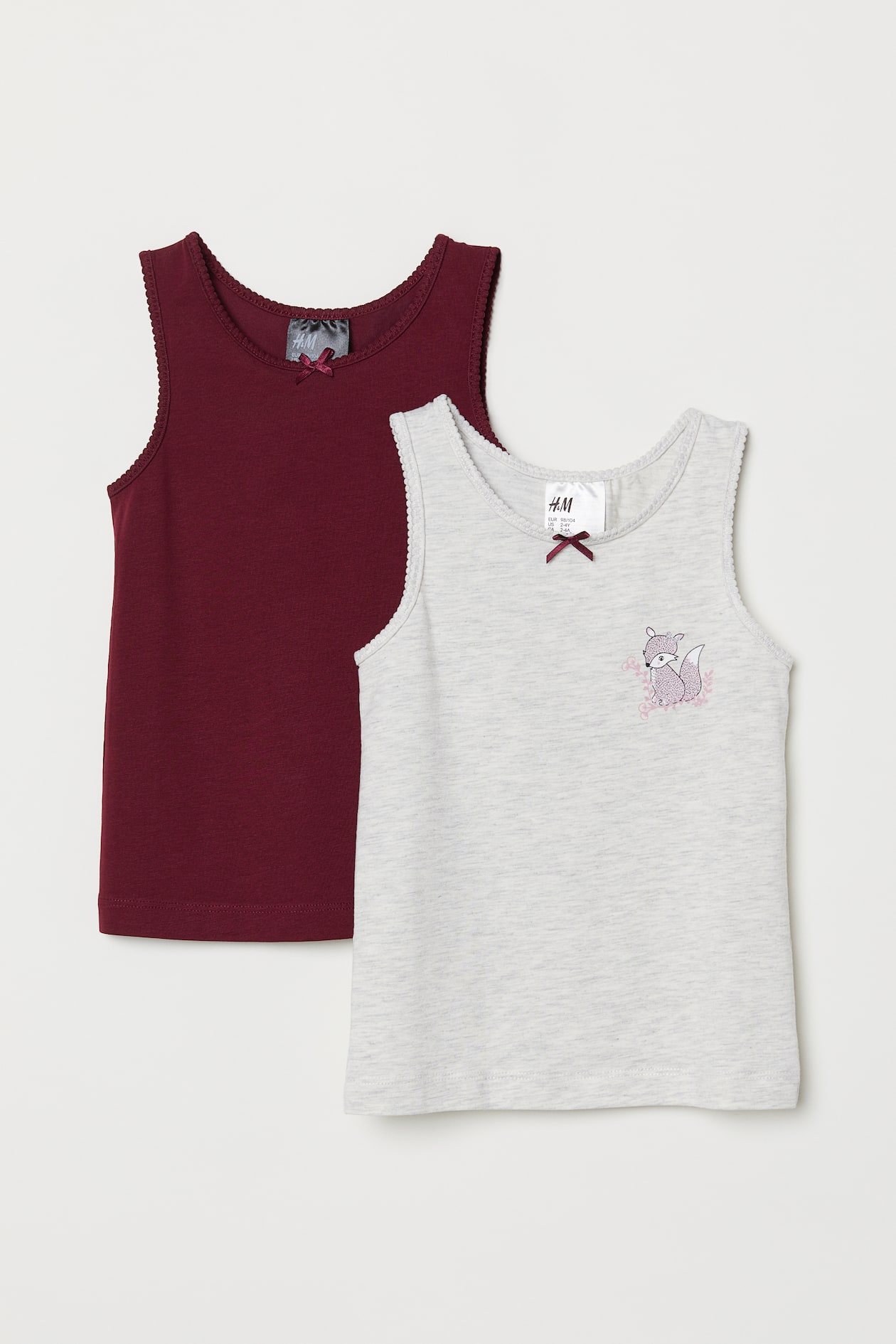 Dve majice bez rukava - Burgundy/Light grey - Kids | H&M RS