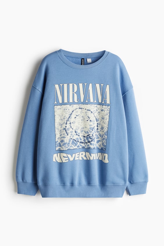 Women's Blue/Nirvana Oversized Printed Sweatshirt | H&M US