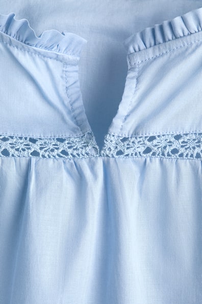 Light blue Ruffle-Trimmed Cotton Blouse for kids | H&M US