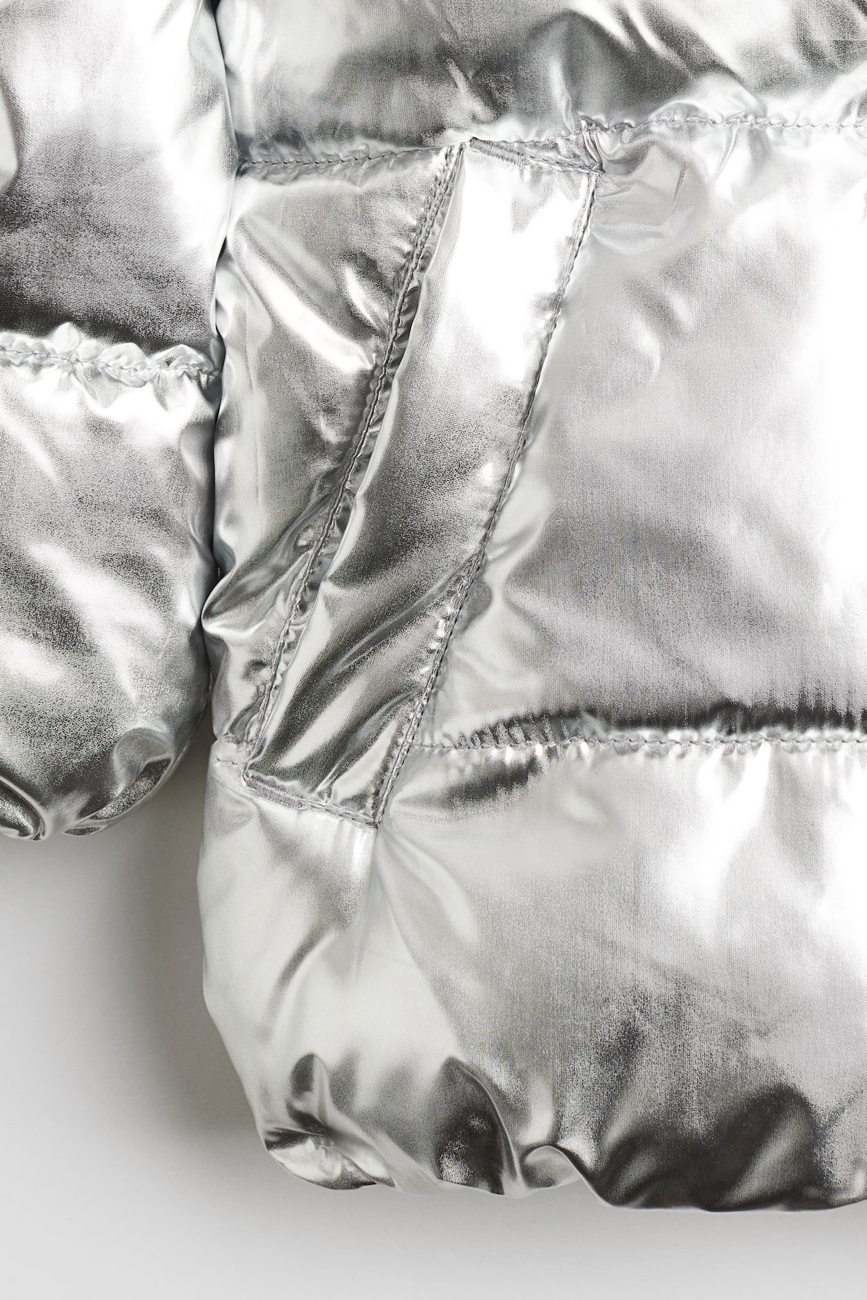 Silver-colored Shimmery Puffer Jacket for kids | H&M US