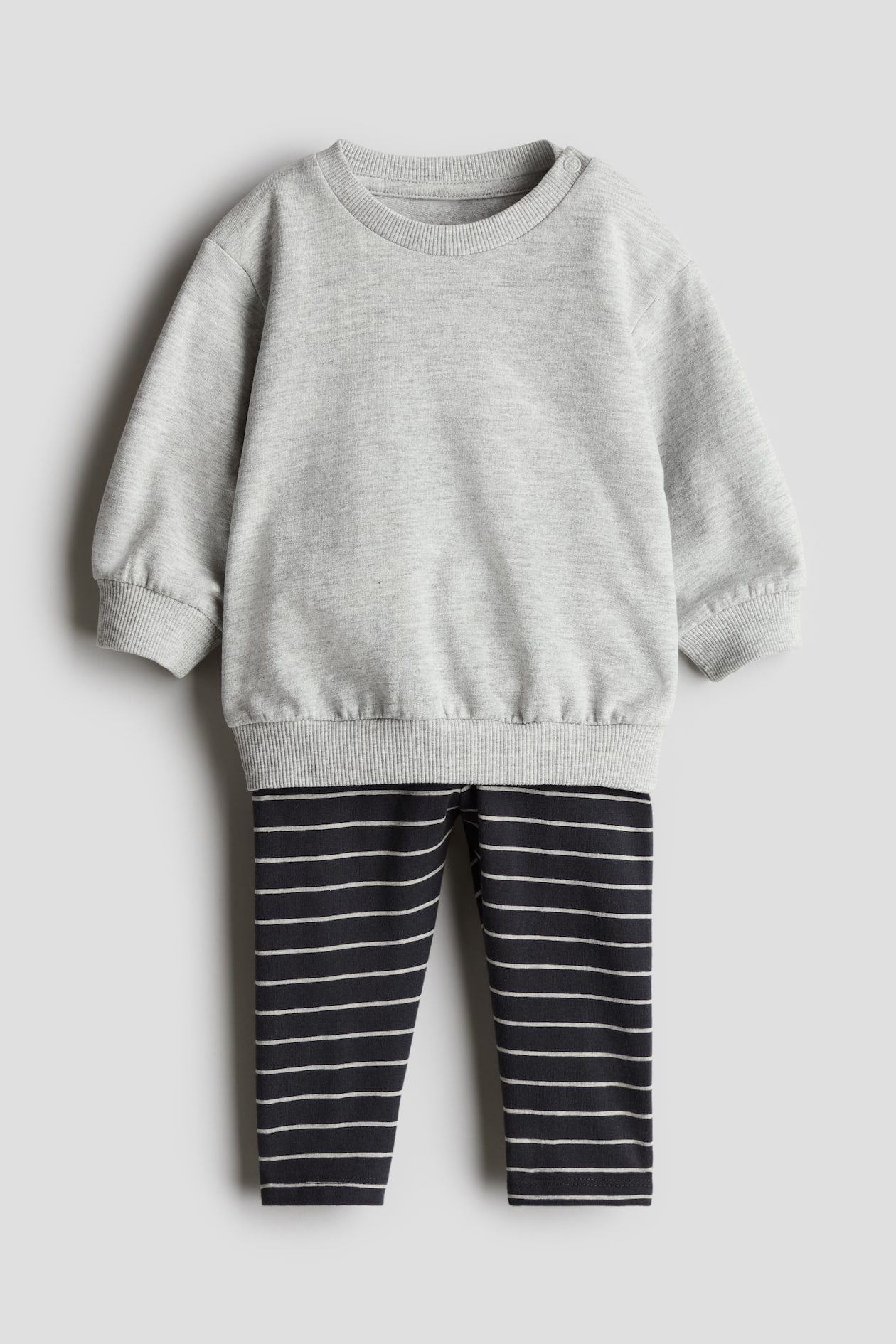 Set 2 pezzi felpa e leggings - Grigio/righe - BAMBINO | H&M IT