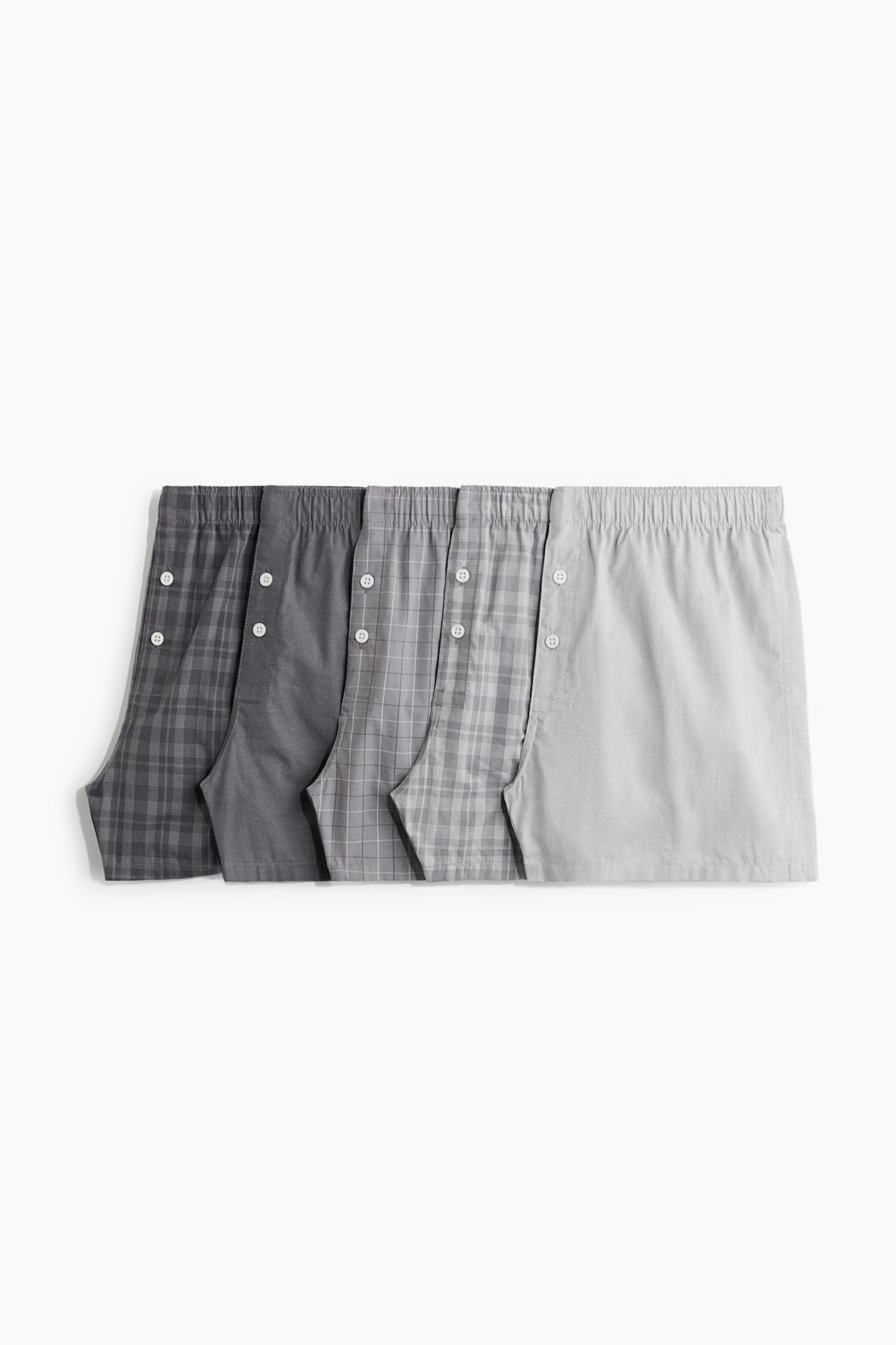 5-pack Woven Cotton Boxer Shorts - Light gray/plaid - Men | H&M US