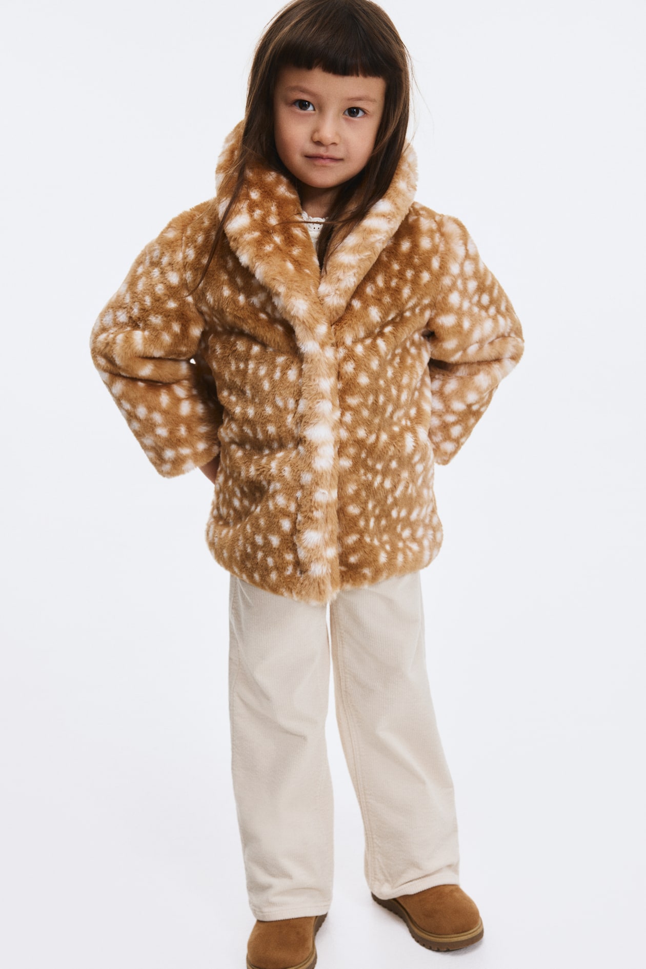 Beige/Spotted Fluffy jacket for kids | H&M GB