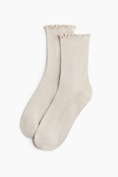 Women's Powder pink/Glittery 3-pack overlock-detail socks | H&M GB