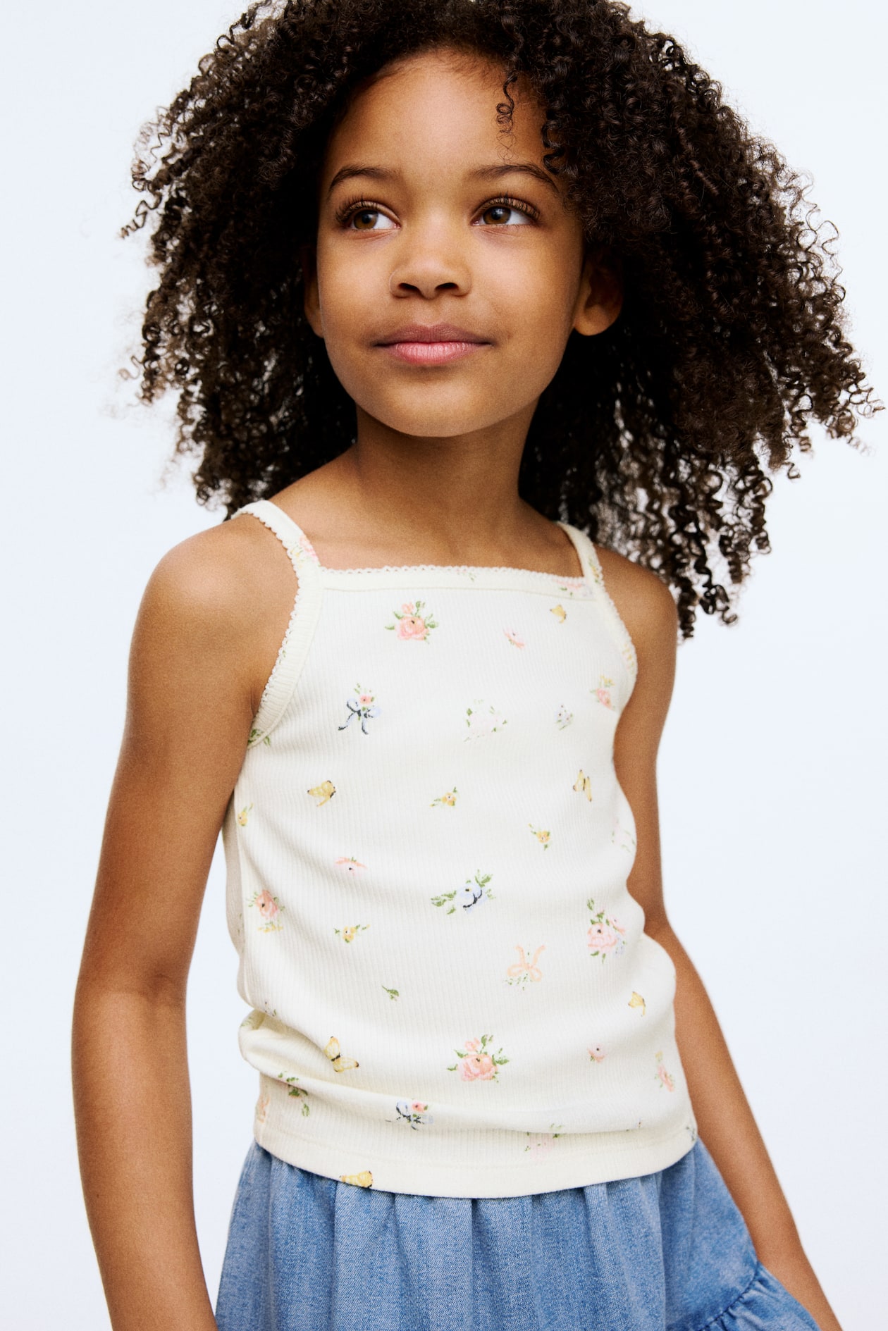 2 kpl puuvillaisia toppeja - Valkoinen/Kukikas - Kids | H&M FI