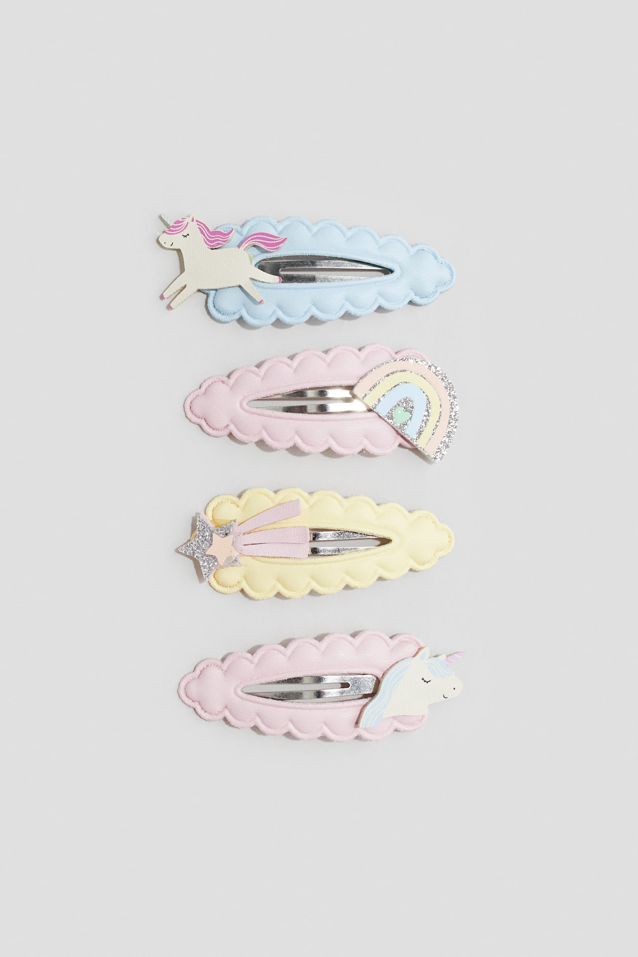 Light pink/unicorns 4-pack Hair Clips for kids | H&M US