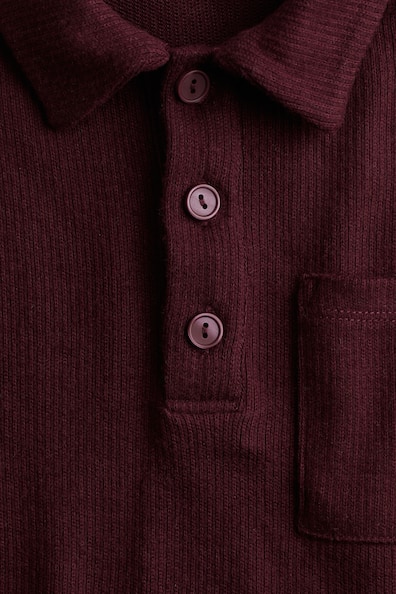 Rib-Knit Polo Shirt - Dark red - Kids | H&M US