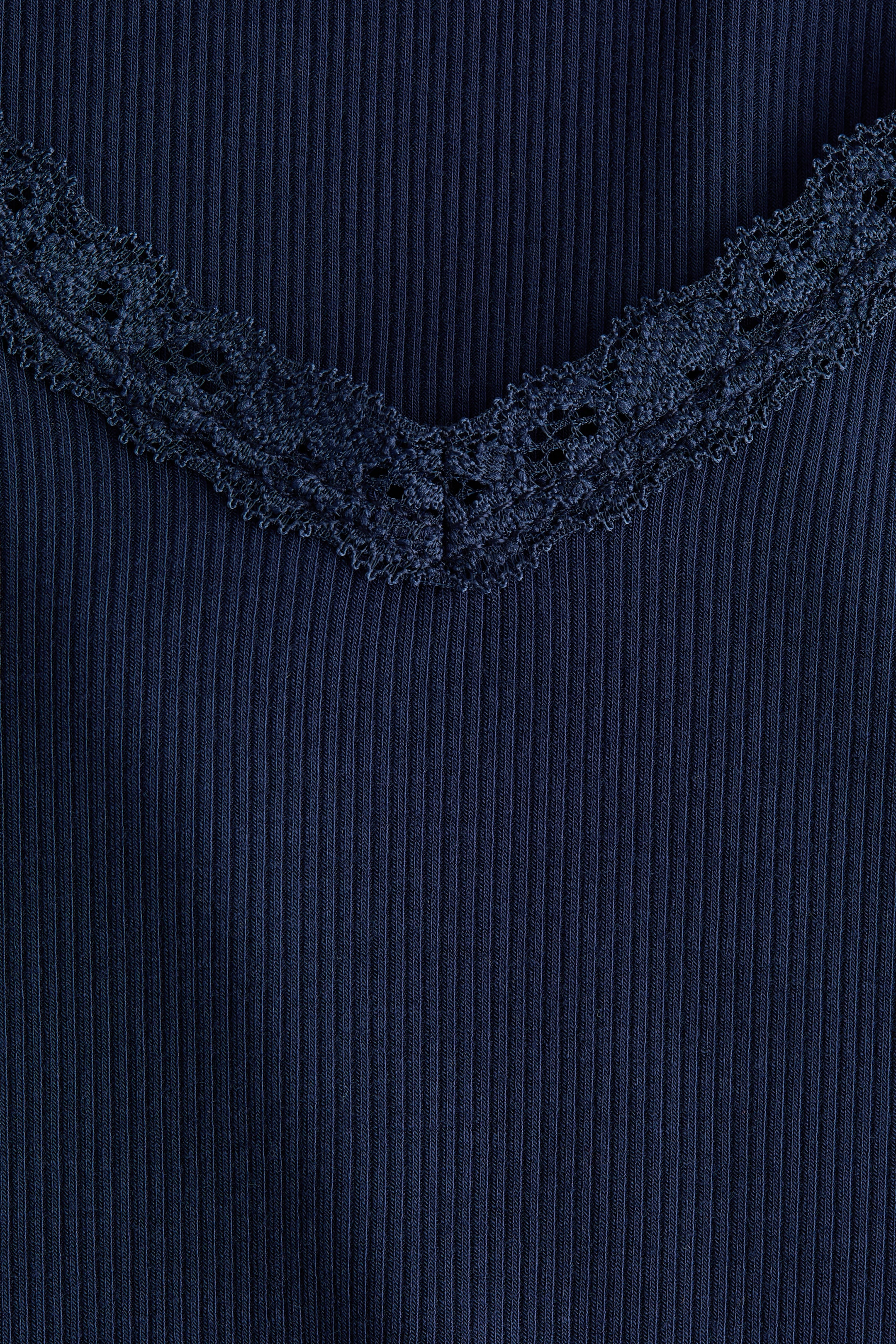 Women's Dark blue Lace-Trimmed Jersey Top | H&M CA