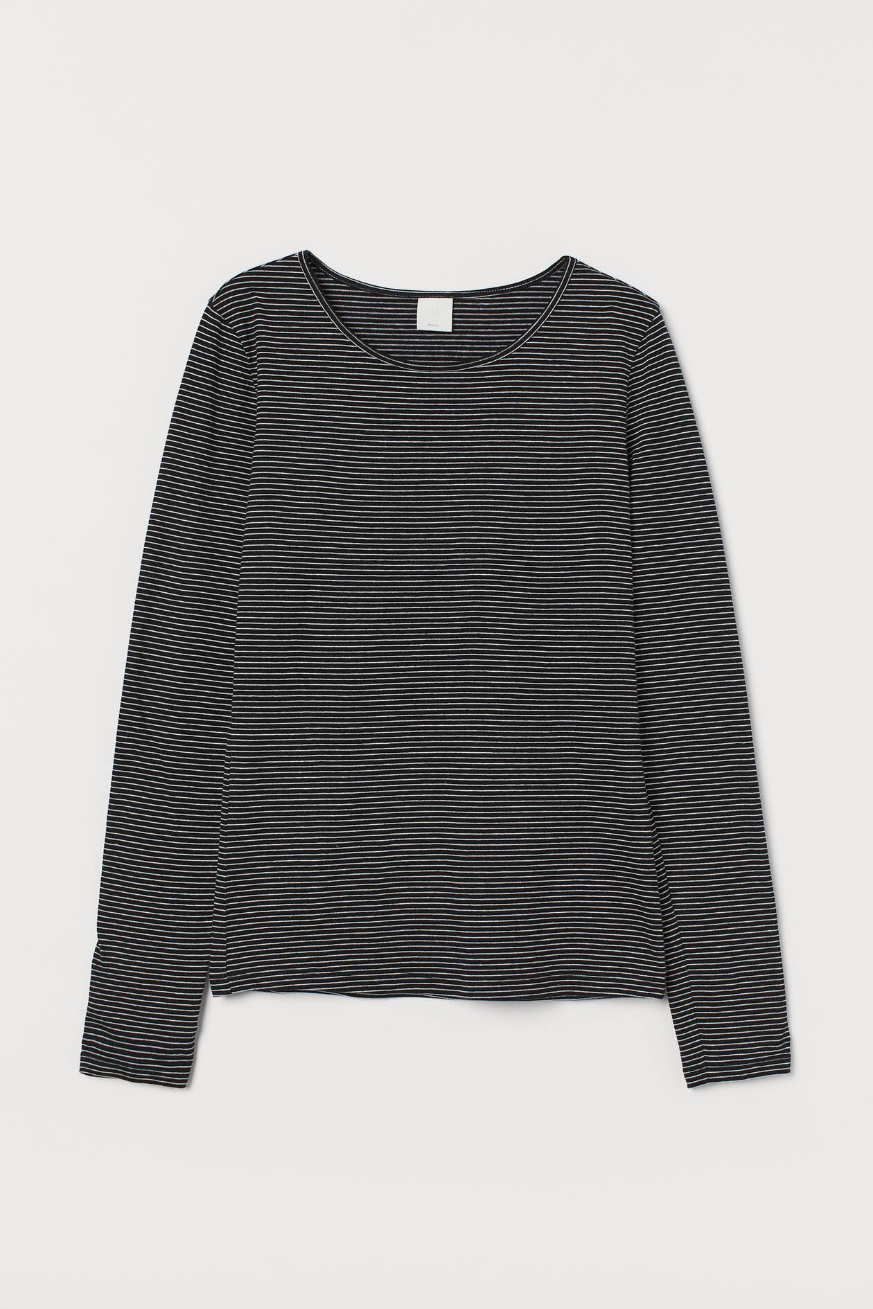 Long-sleeved jersey top - Black - Ladies | H&M MY