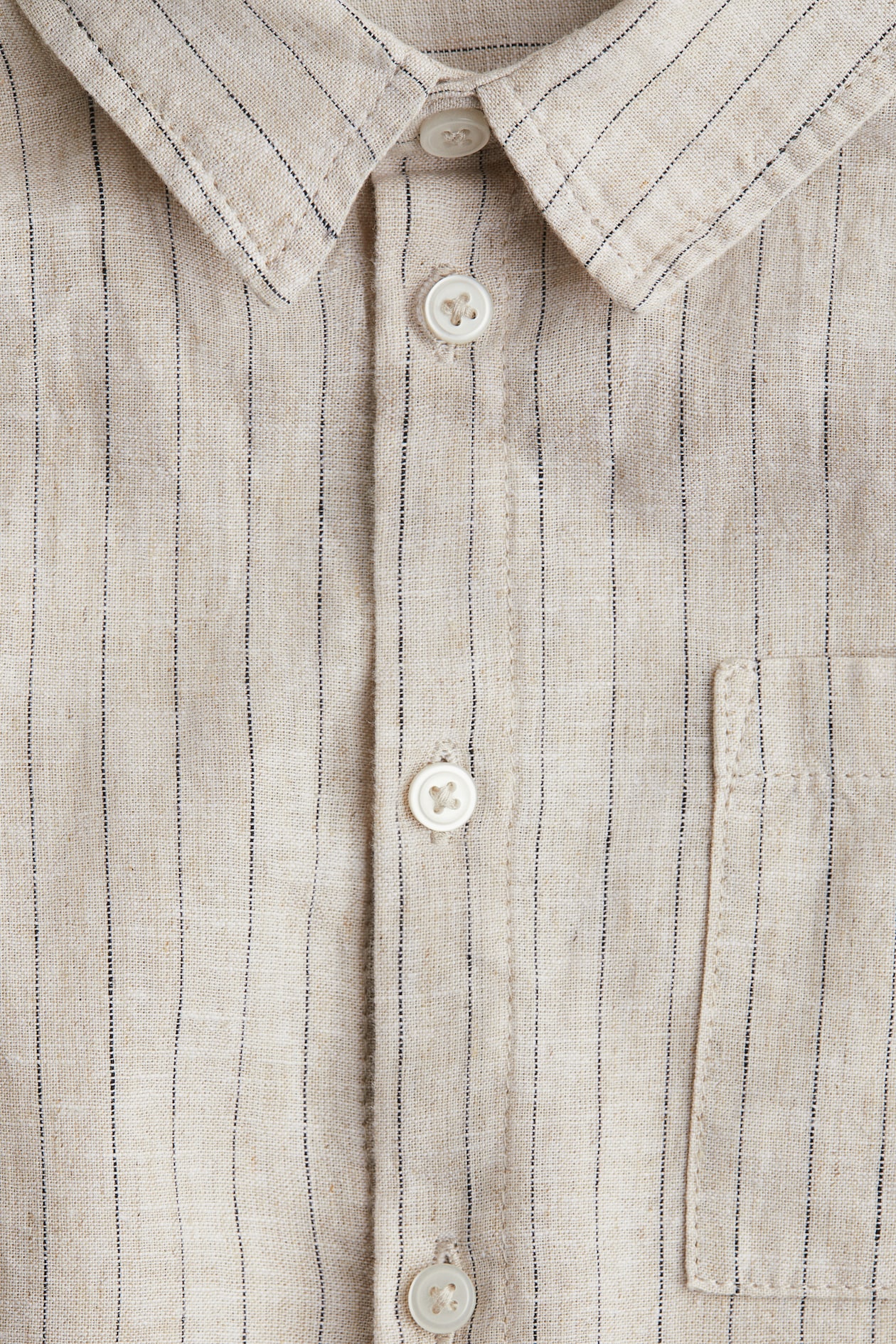 Chemise à manches courtes en lin mélangé - Beige/rayé - Kids | H&M CA
