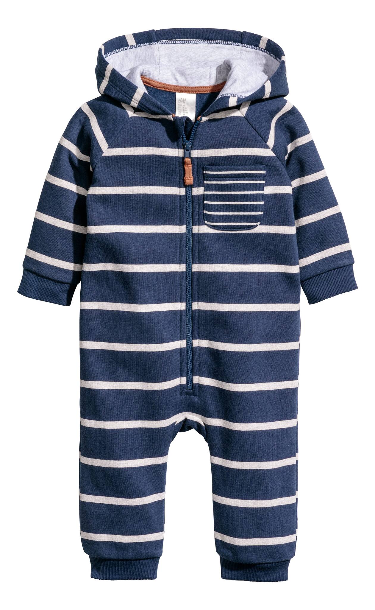 - Combinaison en molleton - Bleu foncé/rayé - ENFANT | H&M FR