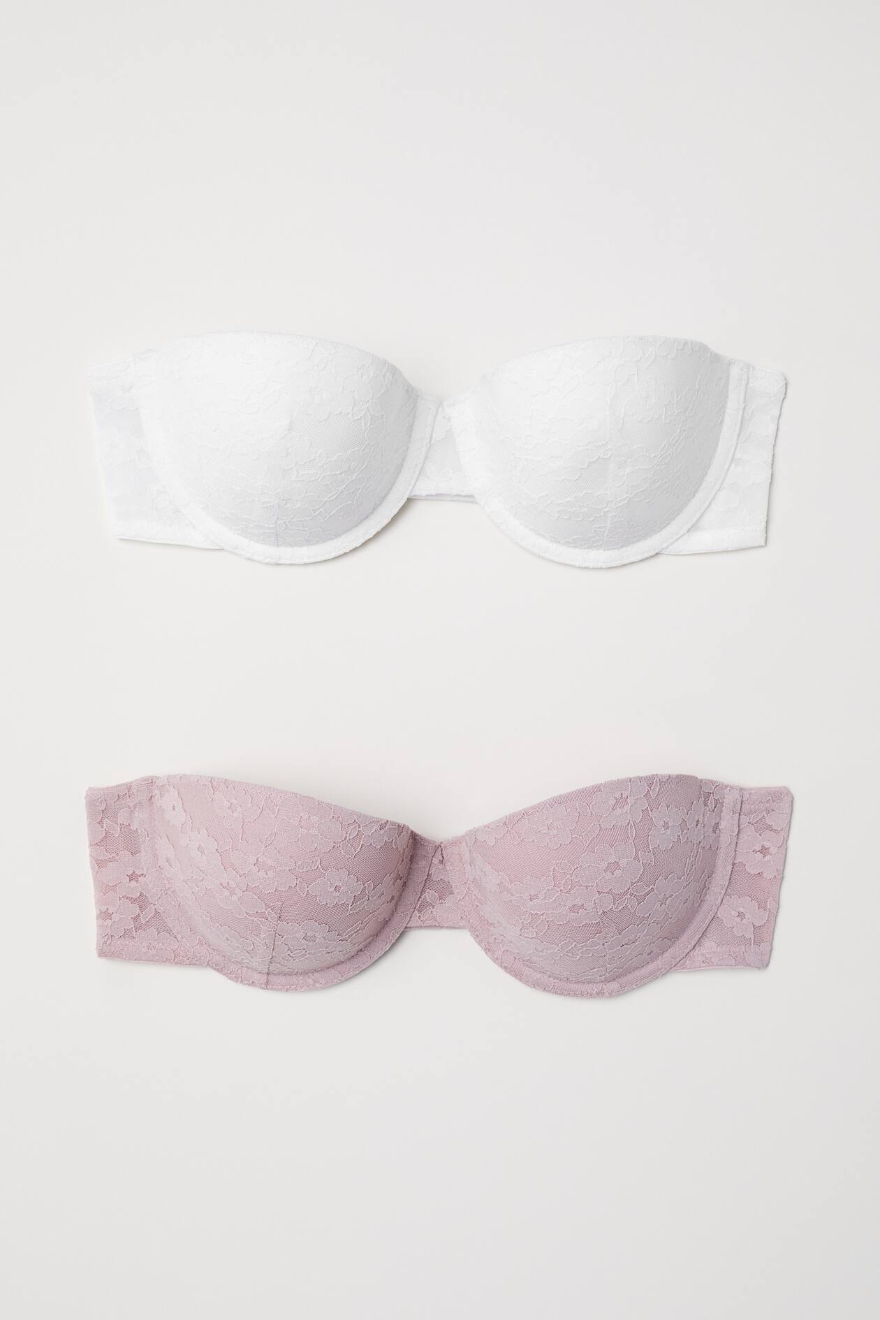2-pack padded strapless bras - Powder pink/White - Ladies | H&M GB