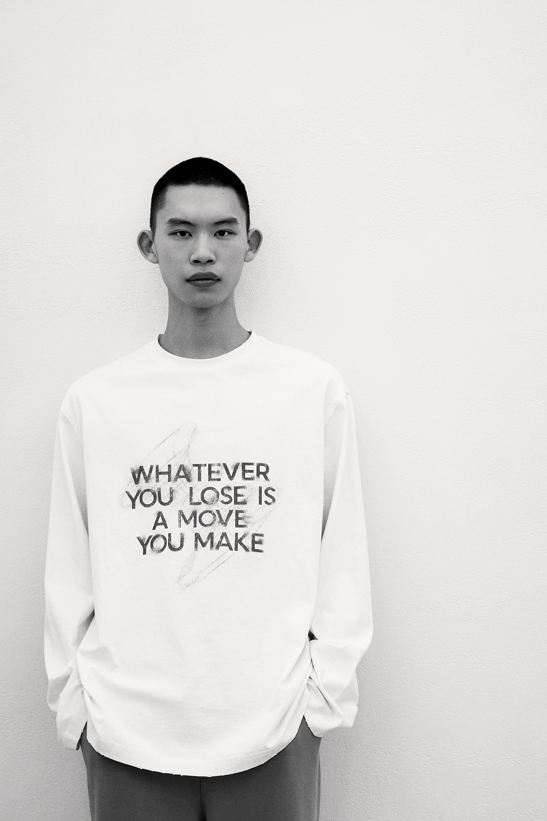 Áo thun dài tay Loose Fit - Màu kem/Whatever You Lose - Men | H&M VN