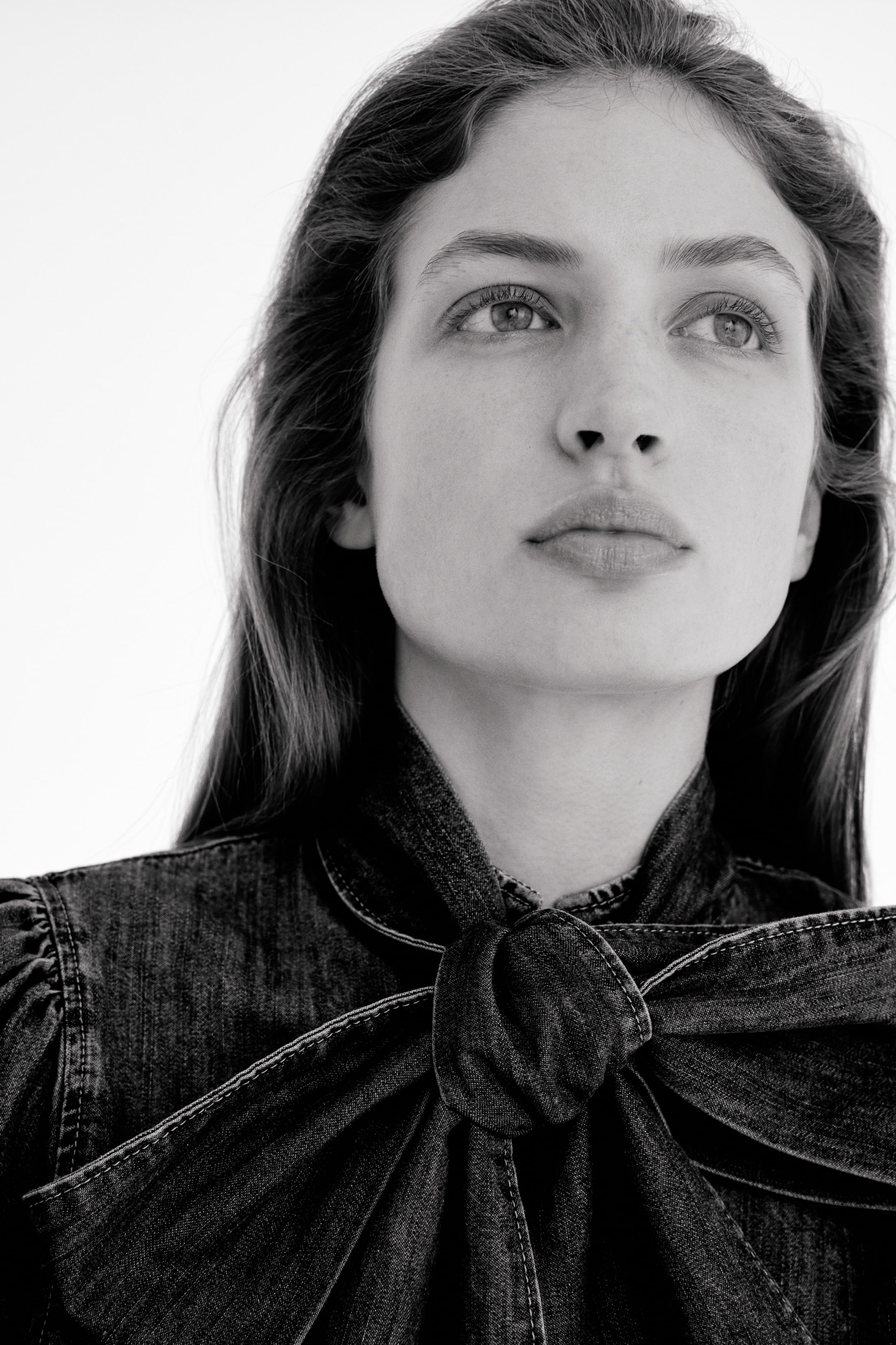 Scarf-detail denim blouse - Denim blue - Ladies | H&M IE