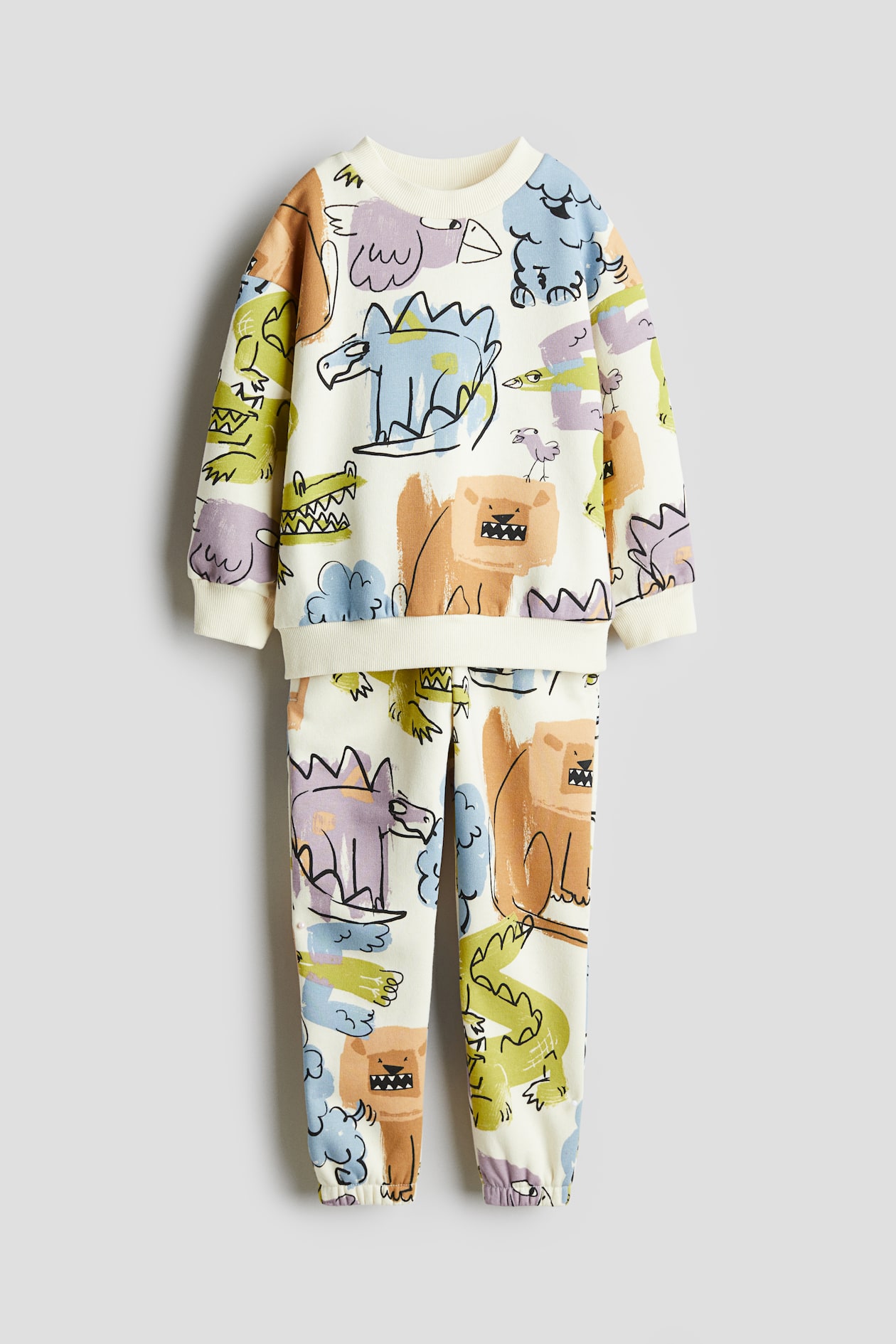 Ensemble 2 pièces chandail et pantalon de jogging - Jaune clair/animaux ...