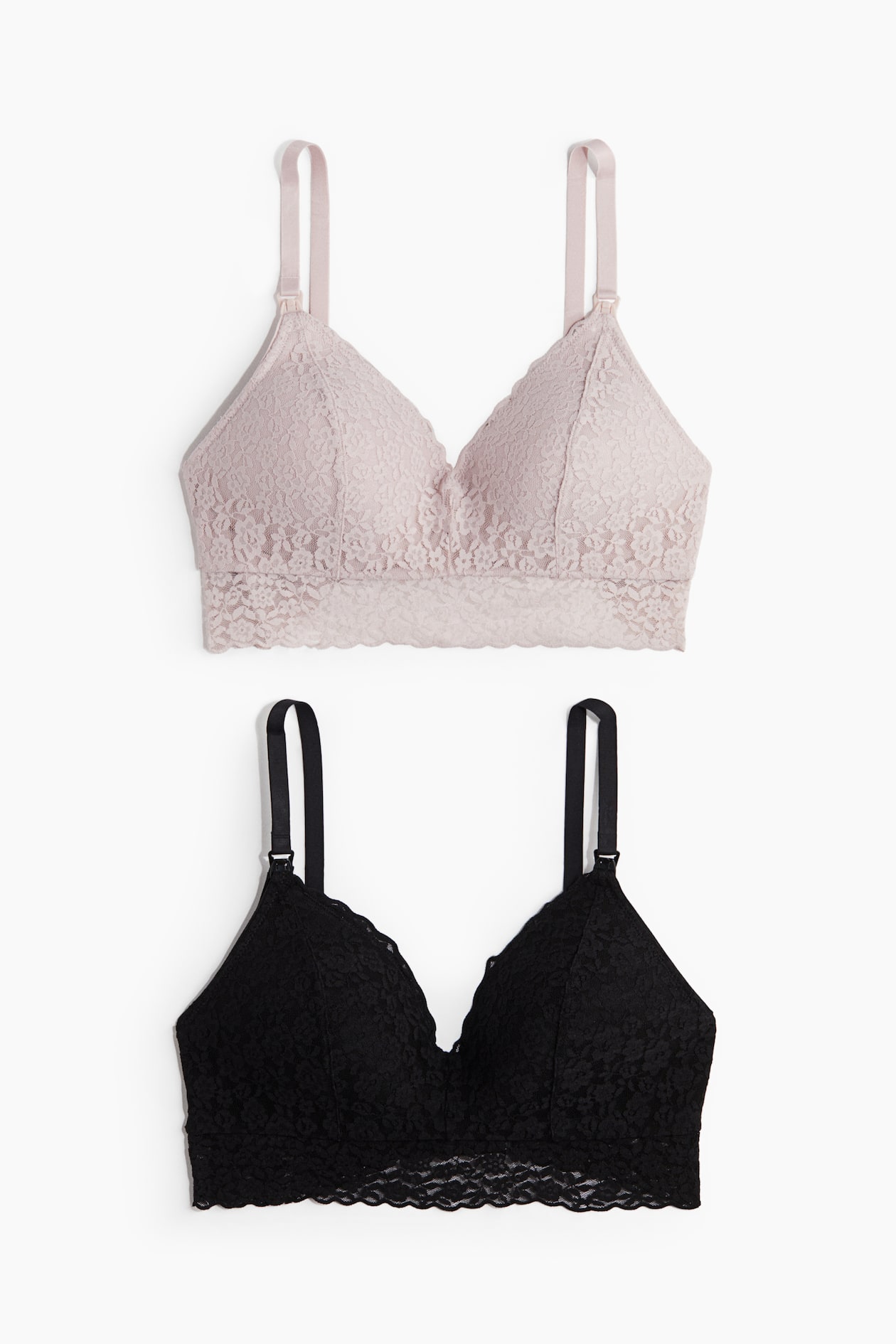 Women's Black/Light dusty pink MAMA 2-pack Padded Lace Nursing Bras | H ...