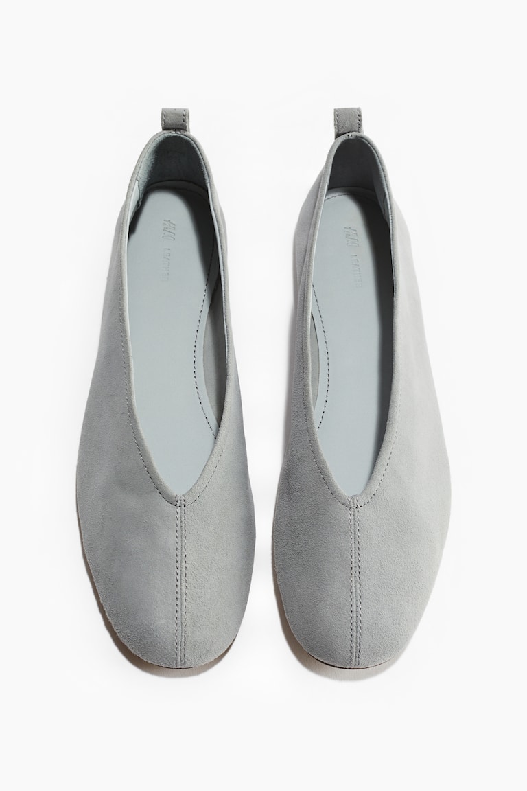 Women's Light blue-grey Leather ballet pumps | H&M IN