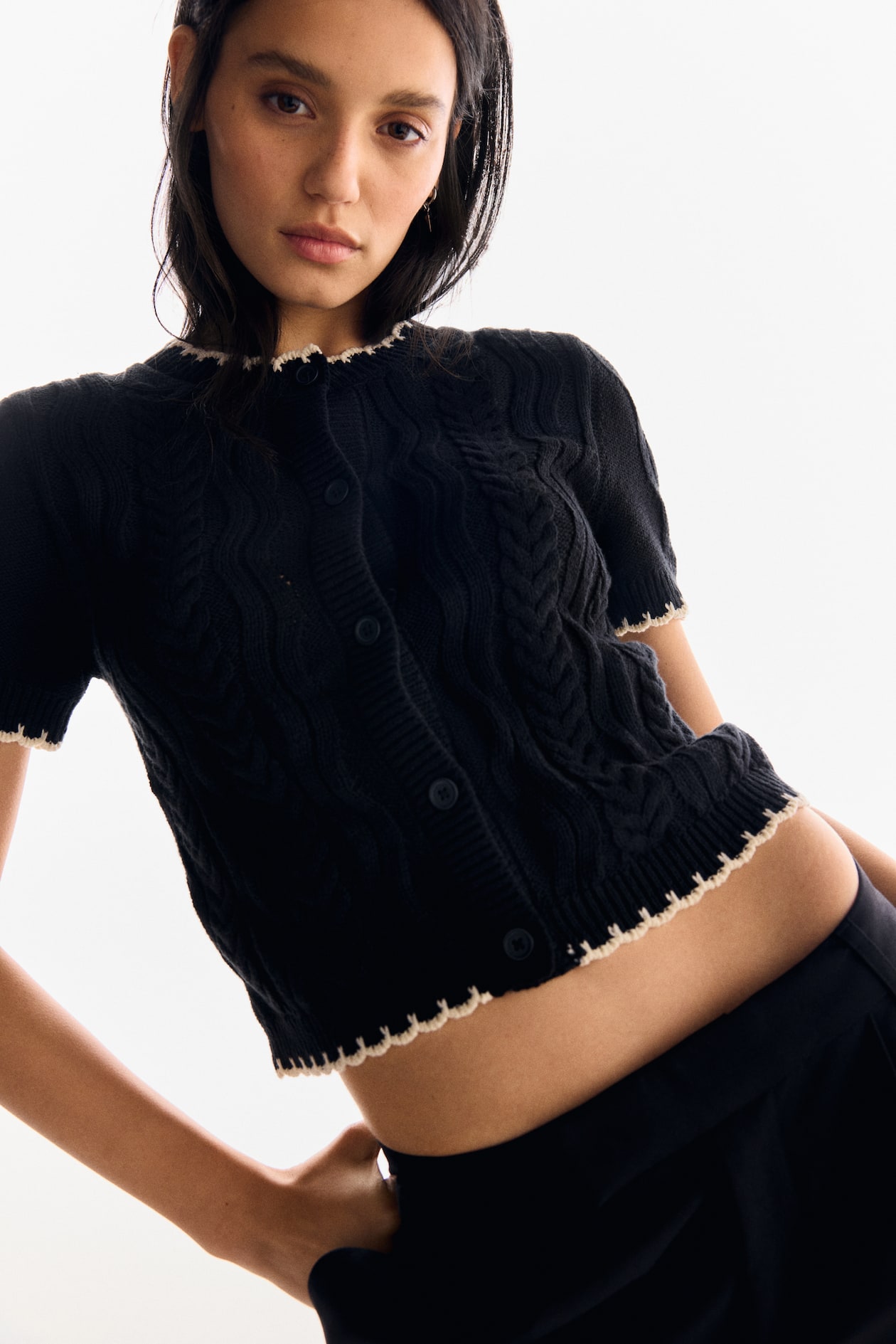 Cárdigan en punto trenzado - Negro - MUJER | H&M ES