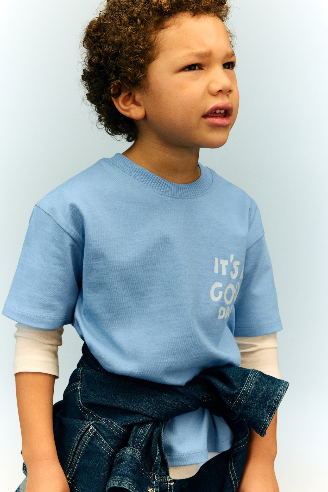 Baskılı Tişört - Mavi/It's a Good Day - ÇOCUK | H&M TR