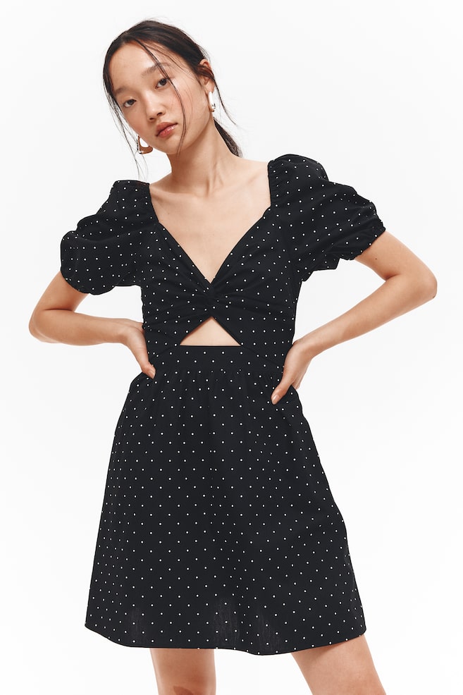 Women's Black/dotted Twist-Detail Dress | H&M CA