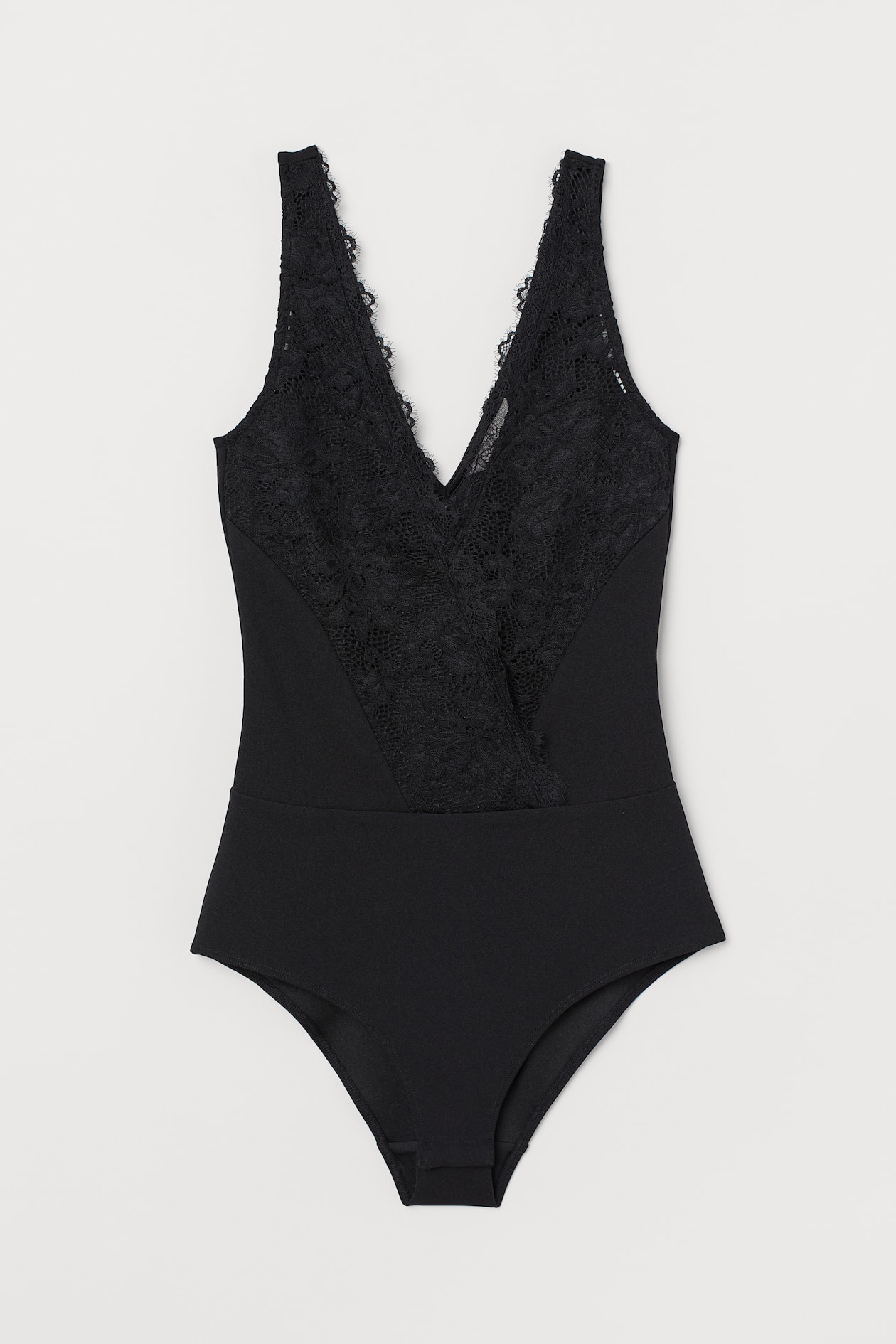 V-neck body with lace - Black - Ladies | H&M HK