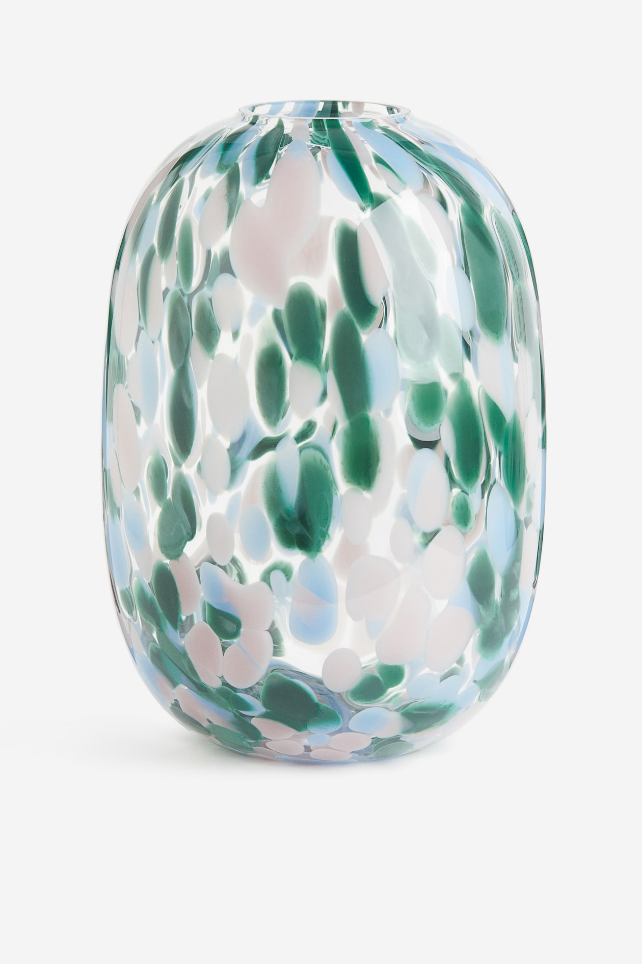 Patterned Large Glass Vase - Clear glass/blue - Home All | H&M US