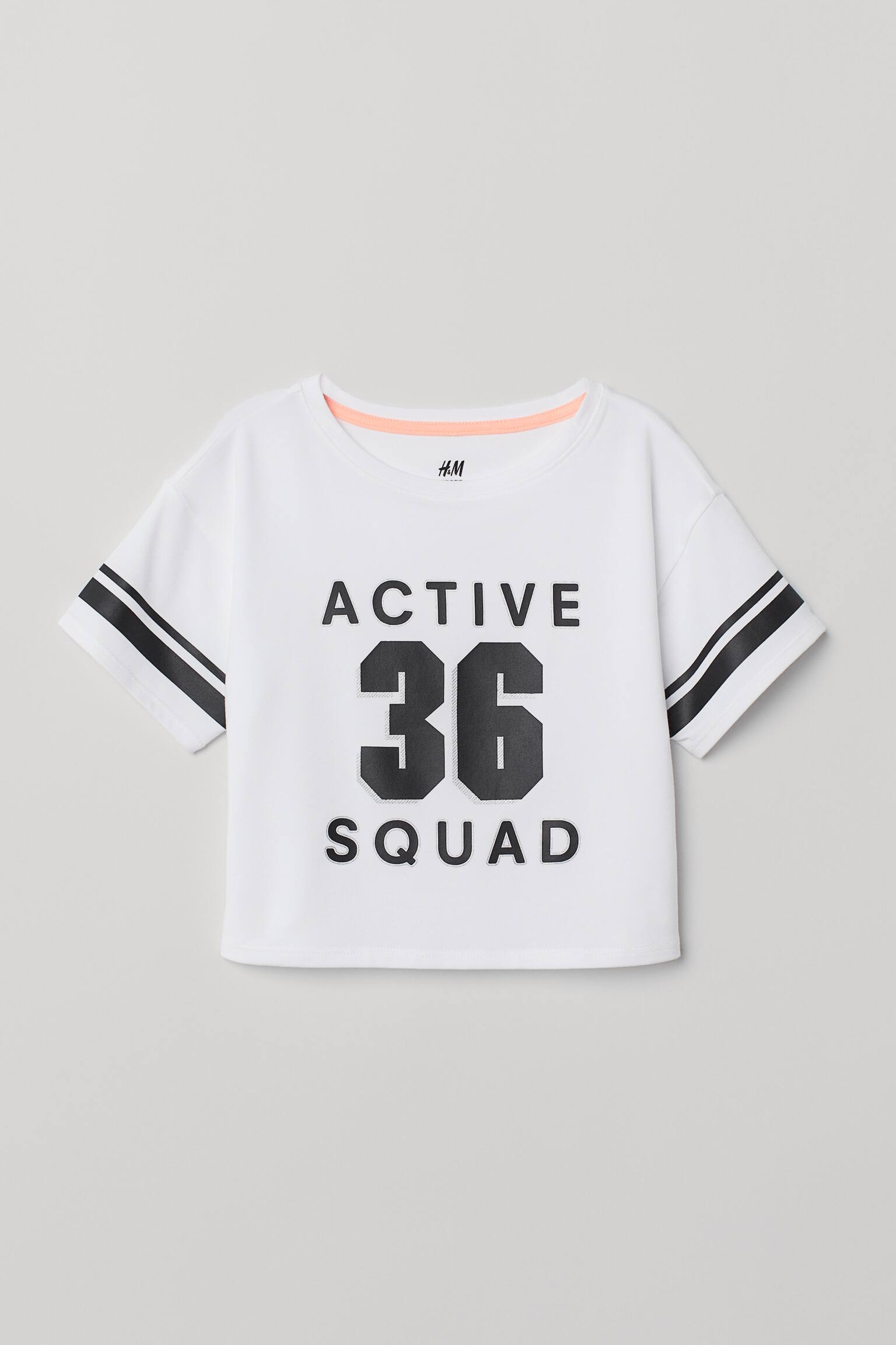 Wide-cut Sports Top - White/Active Squad - Kids | H&M US