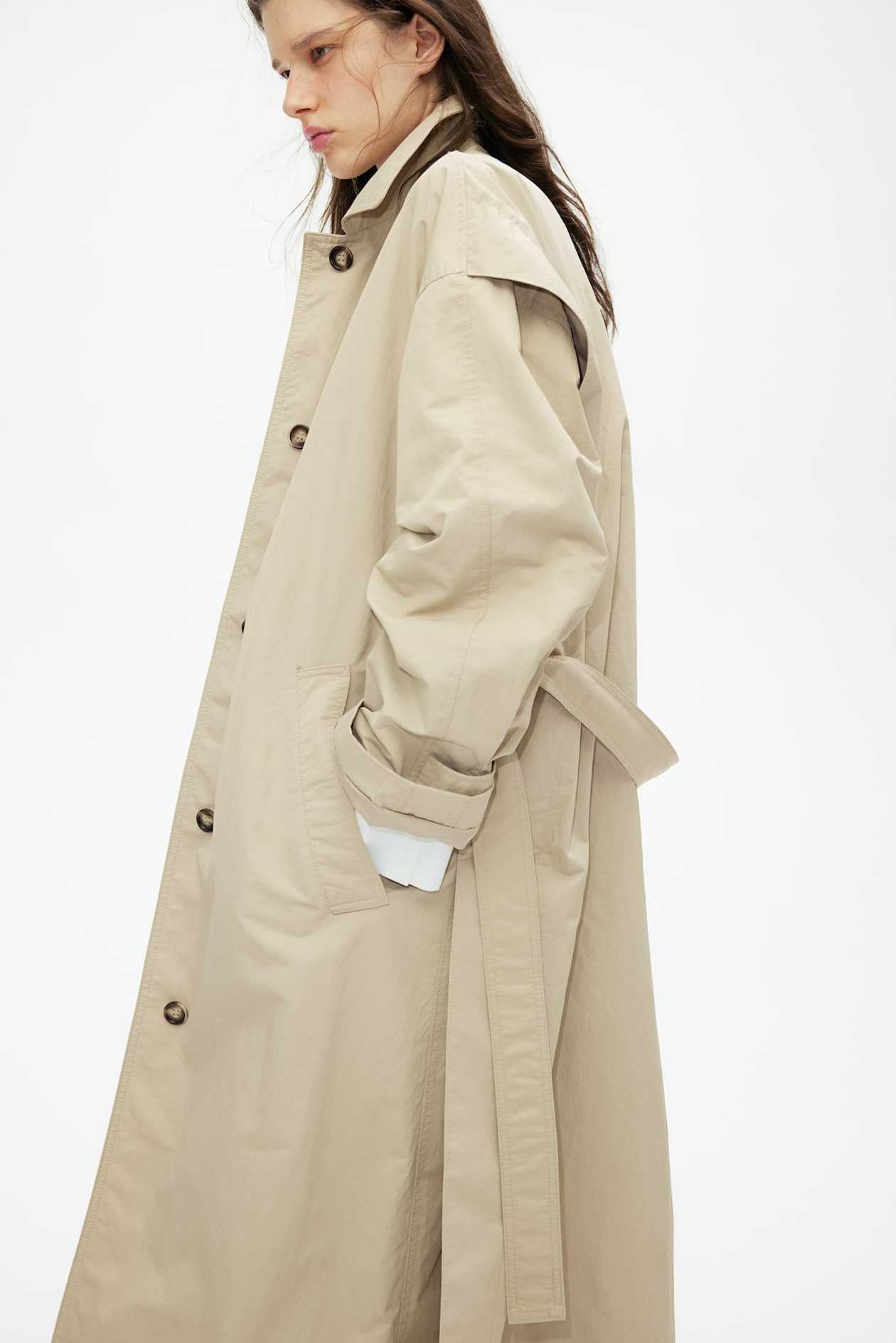 Trench Coat with Slits at Hem - Light beige - Ladies | H&M US