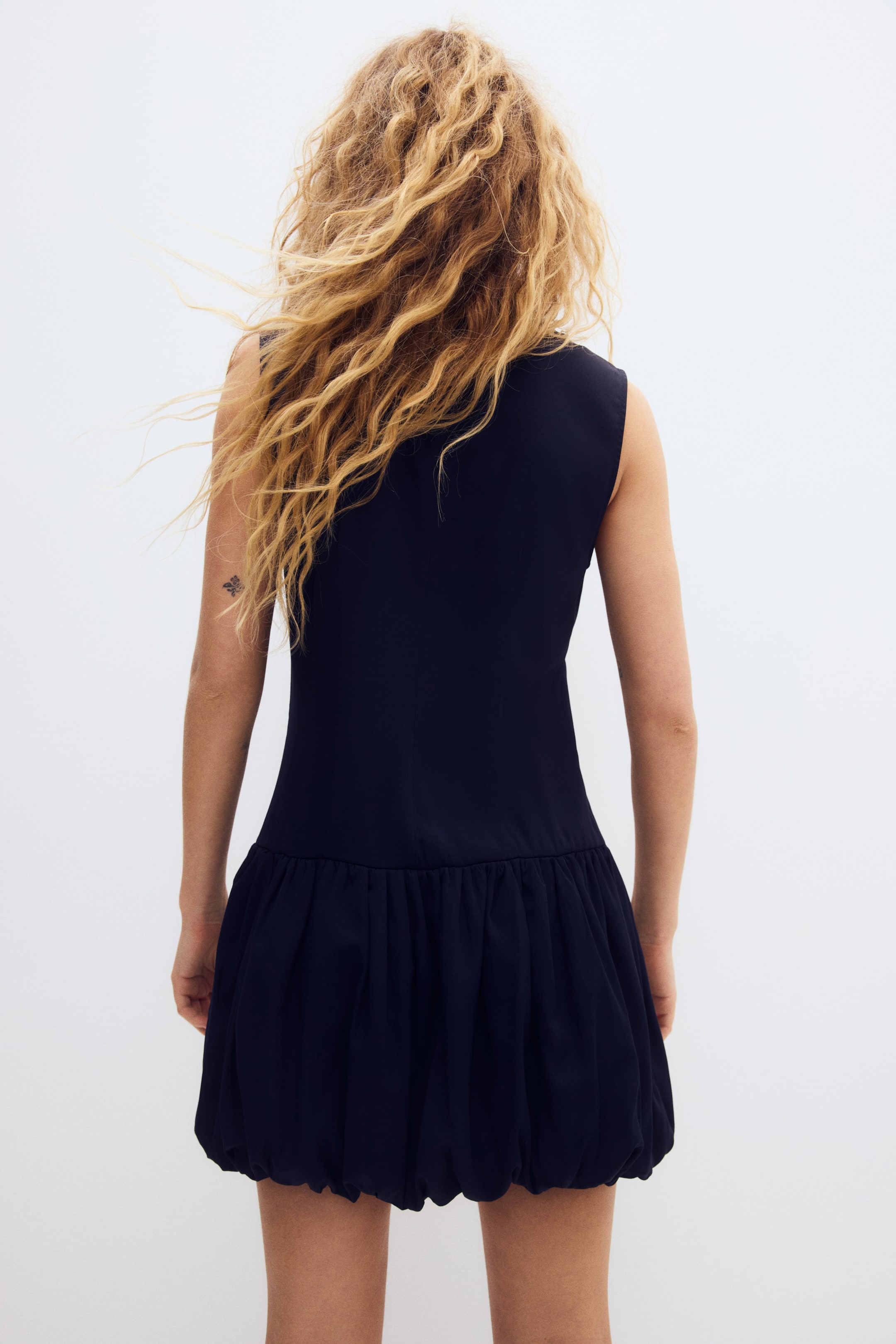 Bubble-hem shirt dress - Navy blue - Ladies | H&M HK