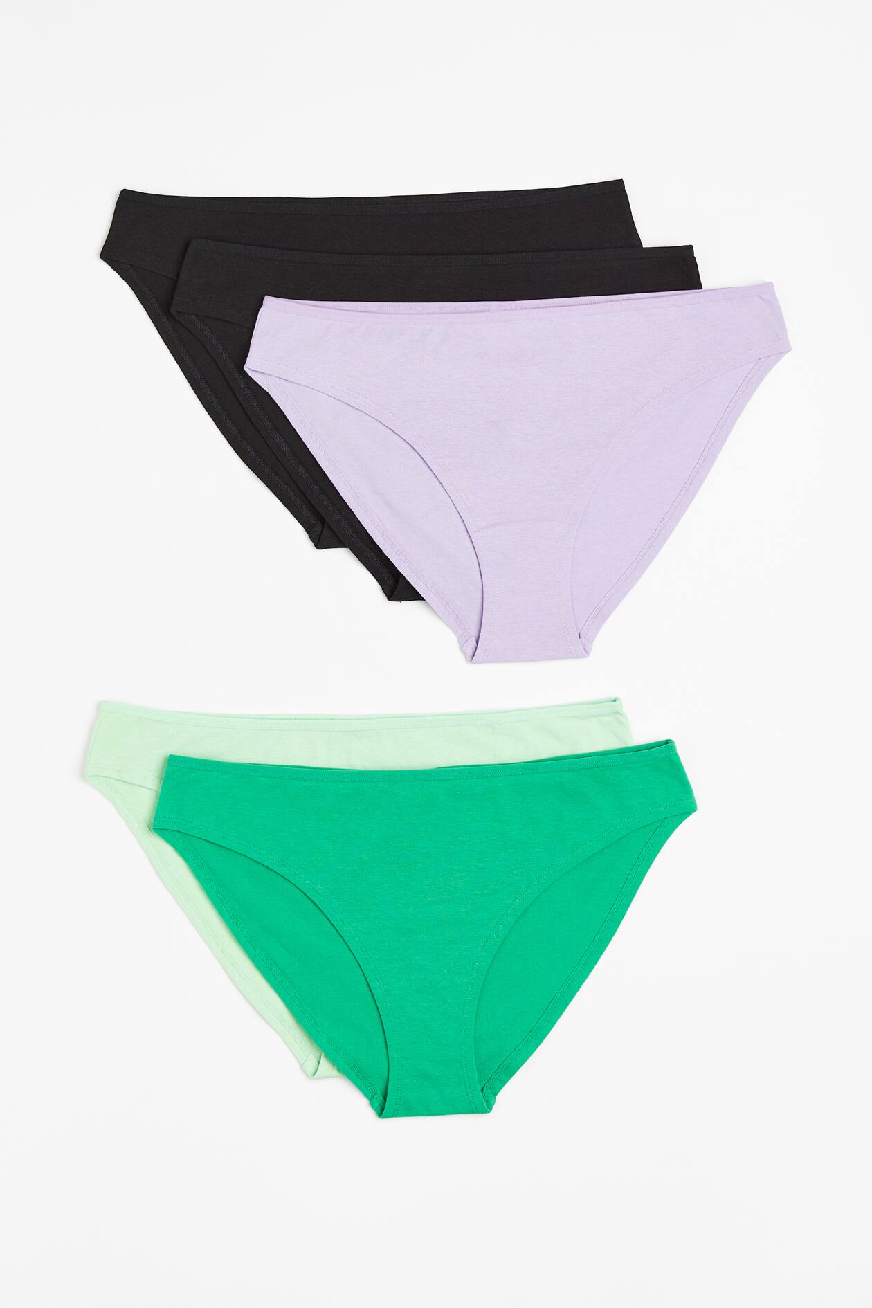 H&M+ 5-pack truse - Normalhøy midje - Lys grønn/Lys lilla - DAME | H&M NO
