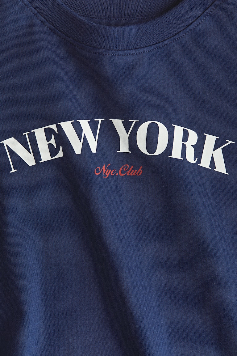 Cotton T-Shirt with Motif - Navy blue/New York - Kids | H&M US