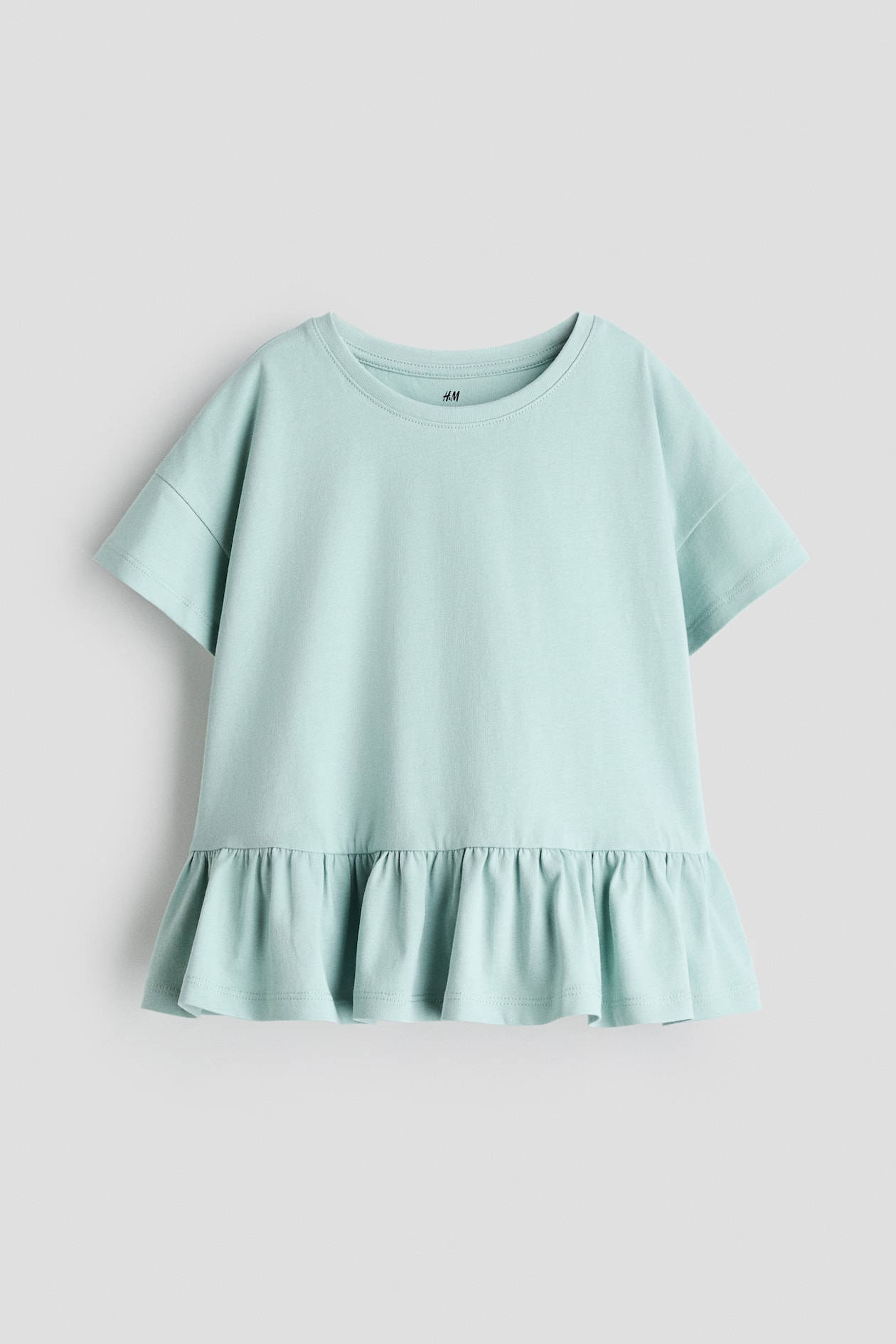 Light dusty green Cotton Peplum Top for kids | H&M US
