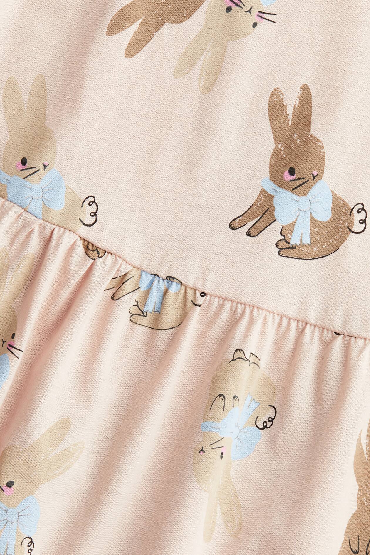 Pink/rabbits Patterned Jersey Dress for kids | H&M US